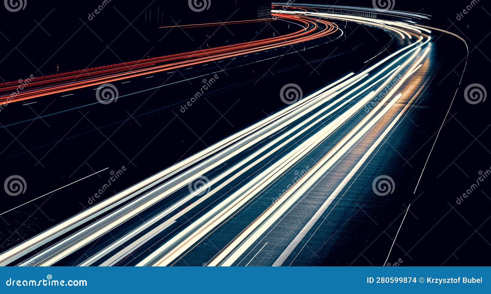 Lights of Cars Driving at Night. Long Exposure Stock Photo - Image of ...