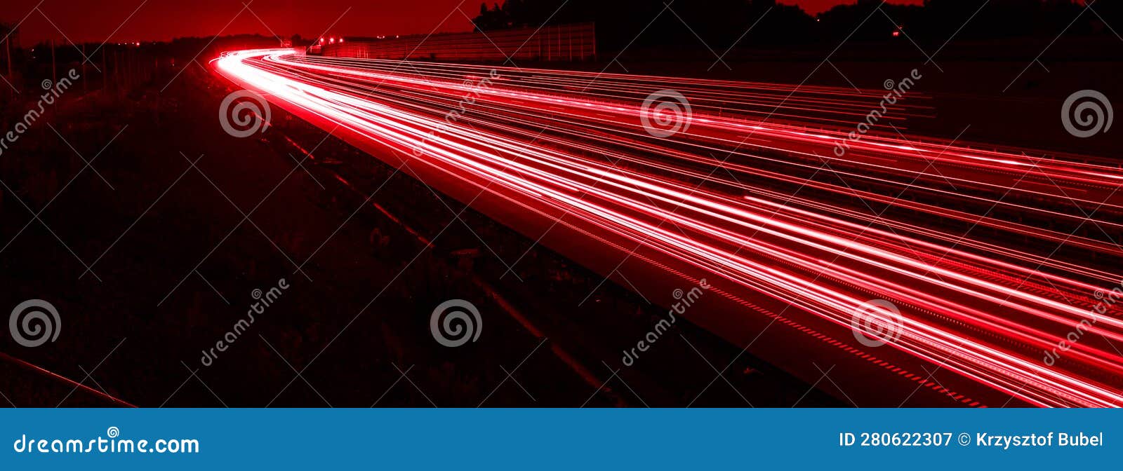 Lights of Cars Driving at Night. Long Exposure Stock Image - Image of ...
