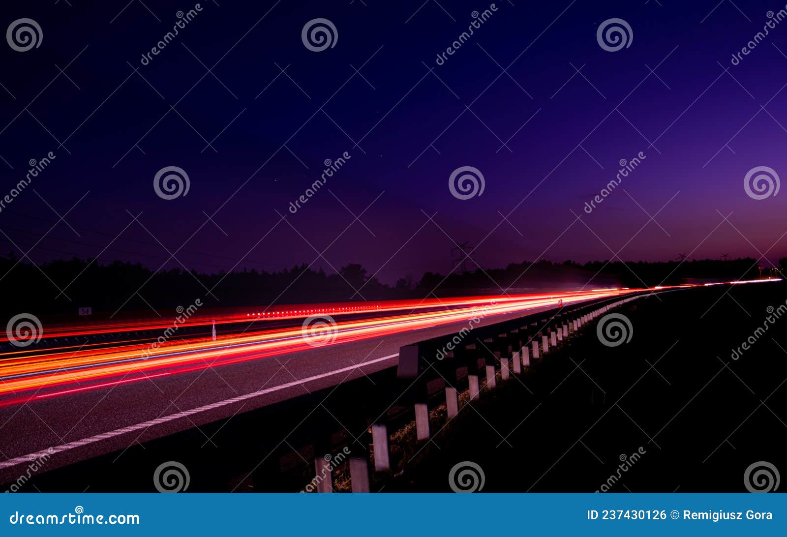 Lights of Cars with Night. Long Exposure, Light Lines Stock Photo ...