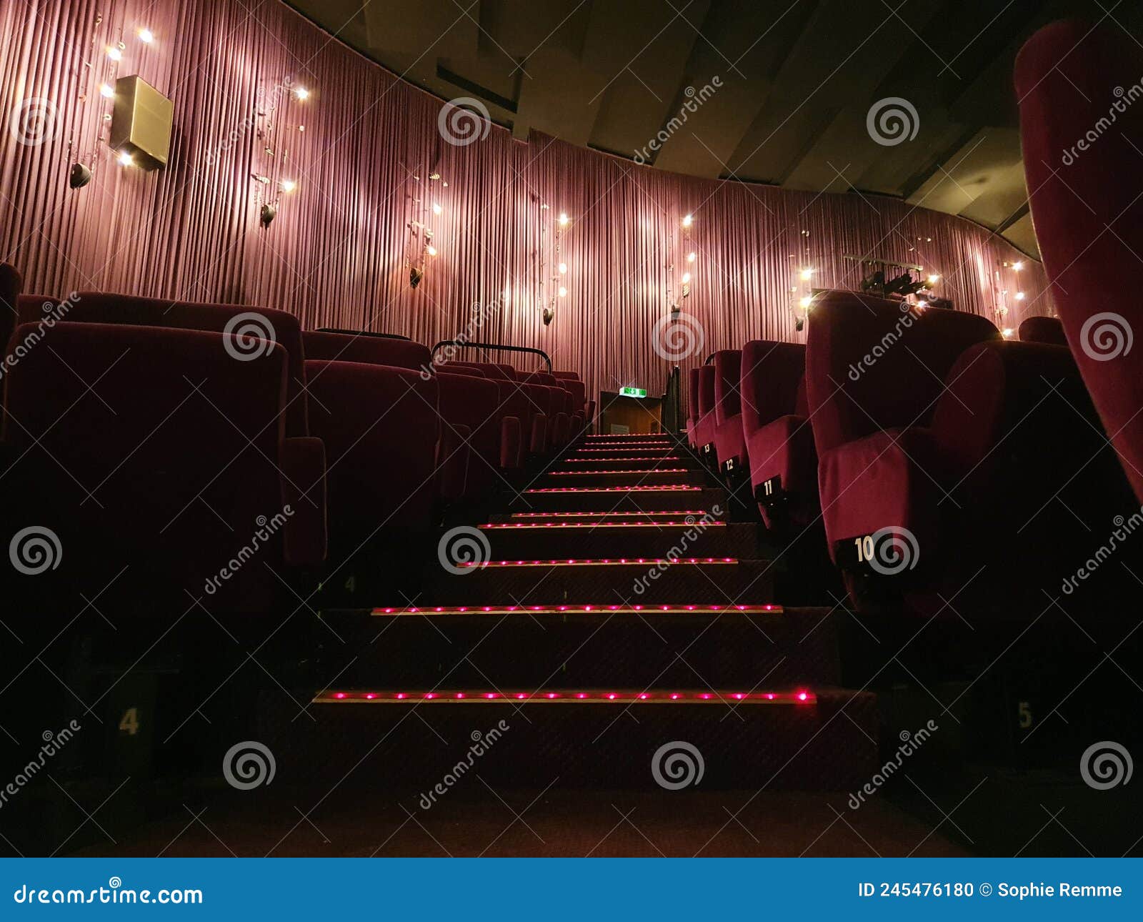 Lights in a Cinema with Red Chairs Stock Photo - Image of movie, lights ...