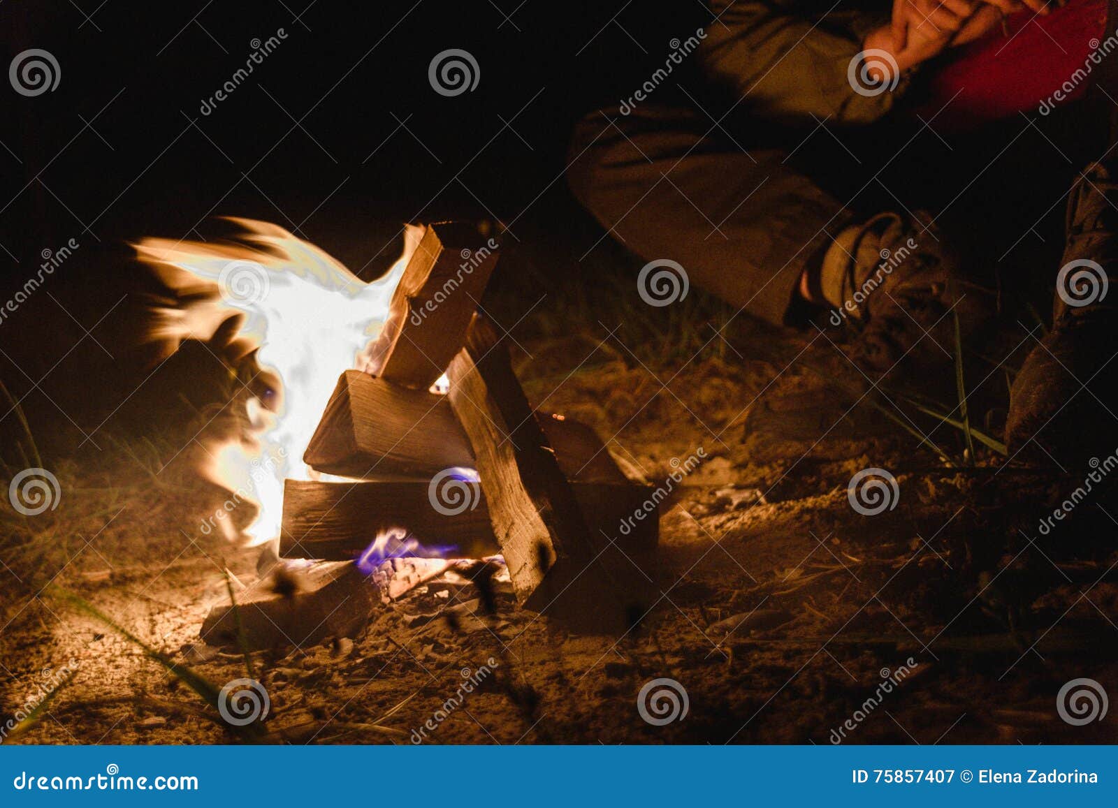 Lights Fire Flames in the Night Stock Image - Image of black, fire ...
