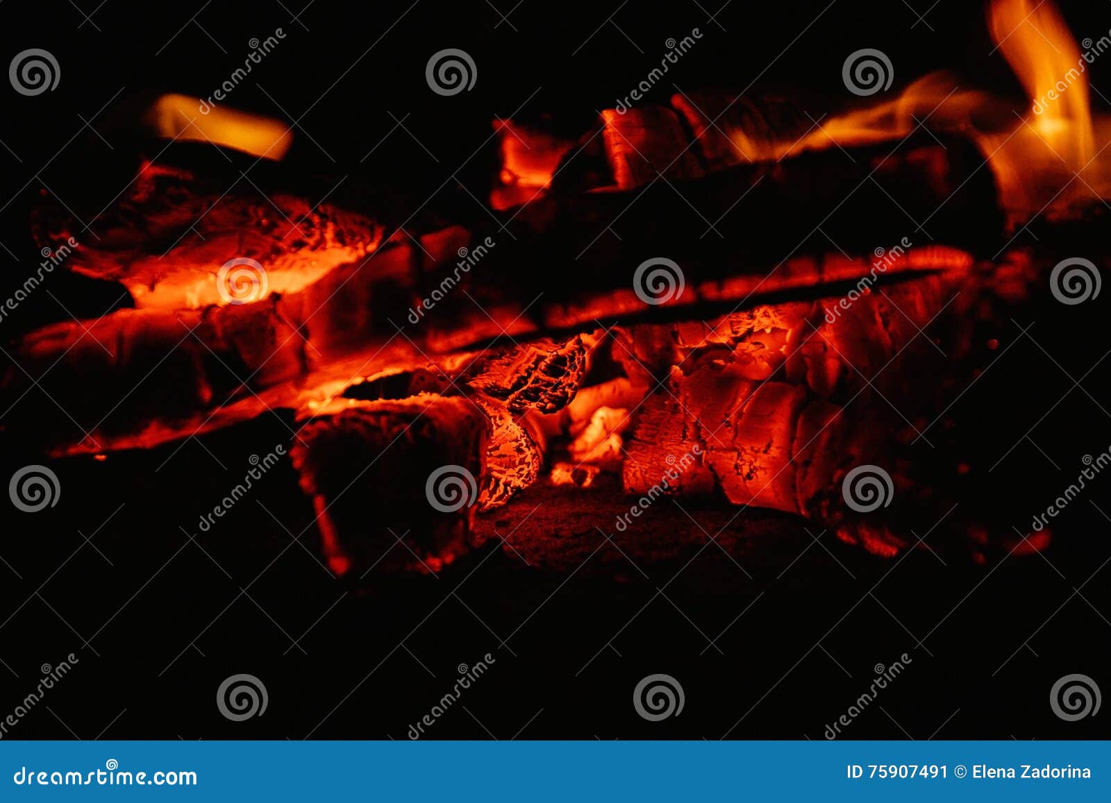 Lights Fire Flames in the Night Stock Image - Image of embers, glowing ...