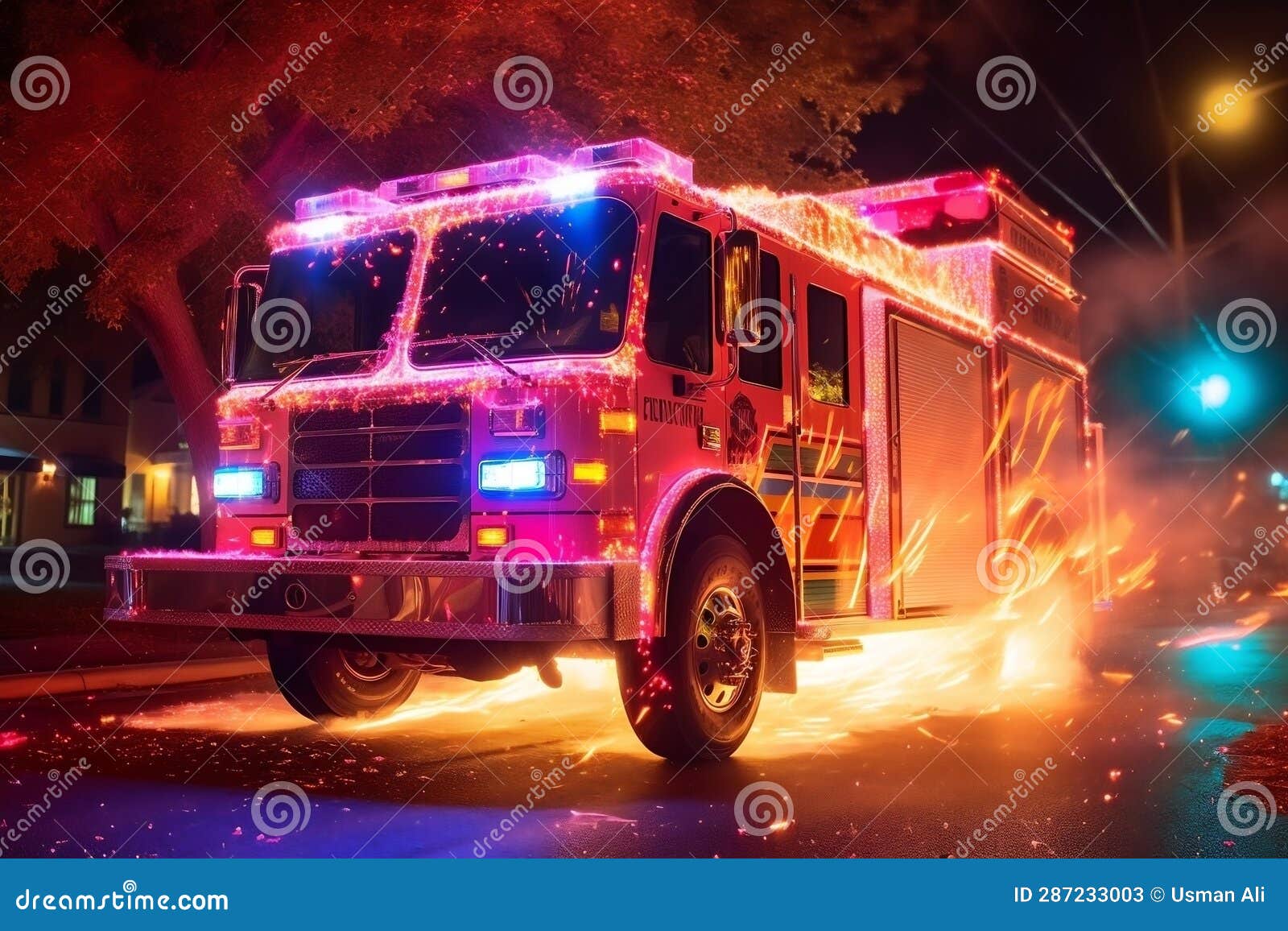 Lights Flashing on a Fire Engine. AI Stock Image - Image of emergency ...