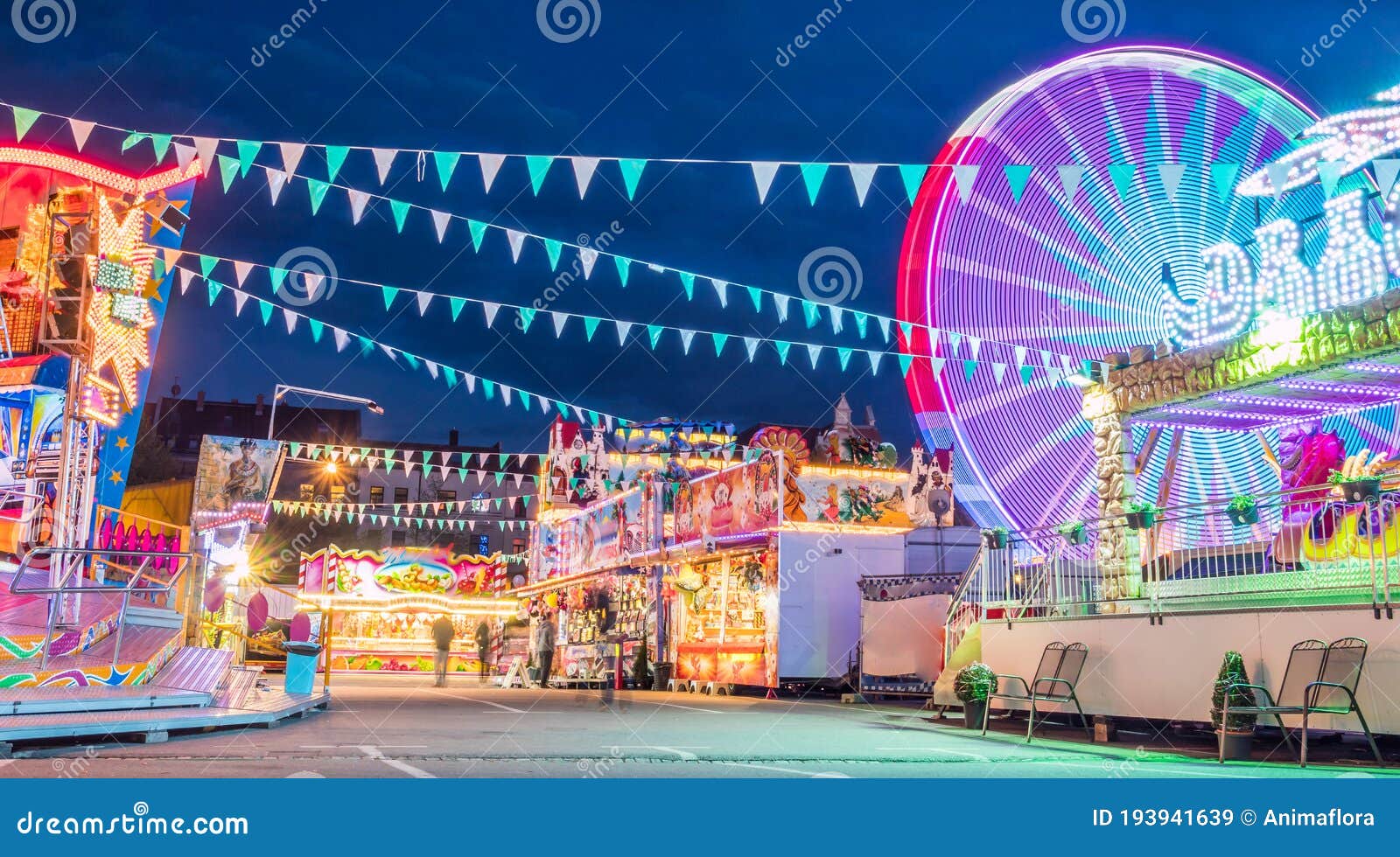 Lights at the Funfair in the Evening Editorial Stock Image - Image of ...