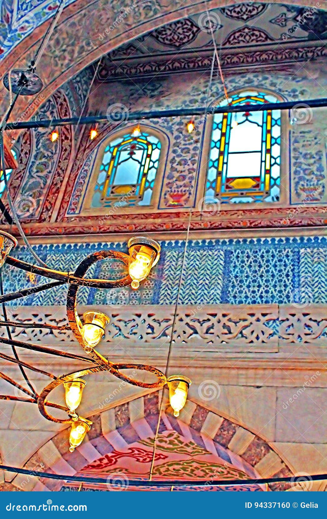 Lights Inside the Islamic Blue Mosque Editorial Image - Image of lights ...