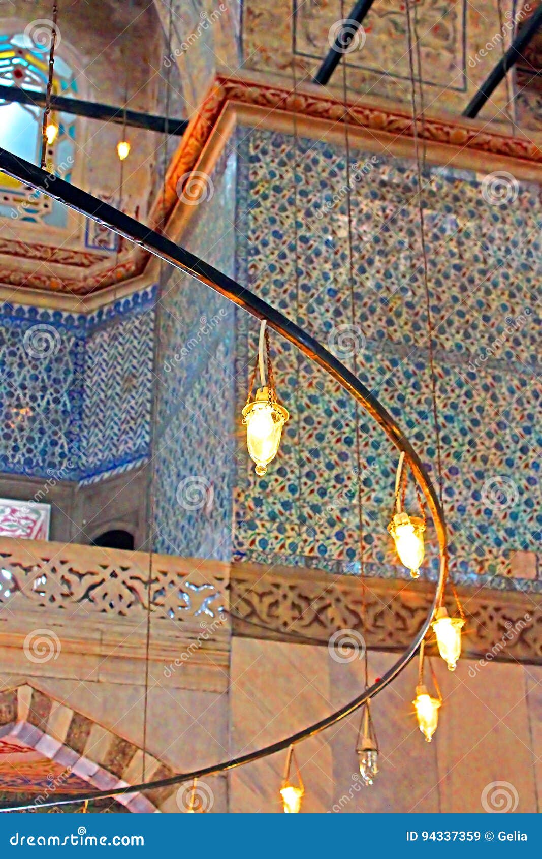 Lights Inside the Islamic Blue Mosque Editorial Stock Image - Image of ...