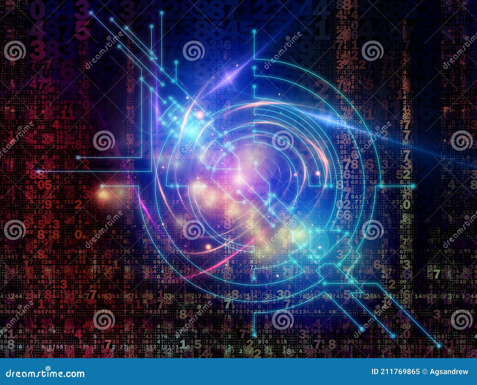 Lights of Integer Realm stock illustration. Illustration of background ...