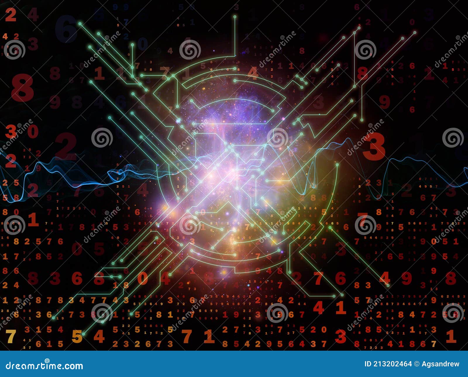 Lights of Integer Realm stock illustration. Illustration of calculation ...