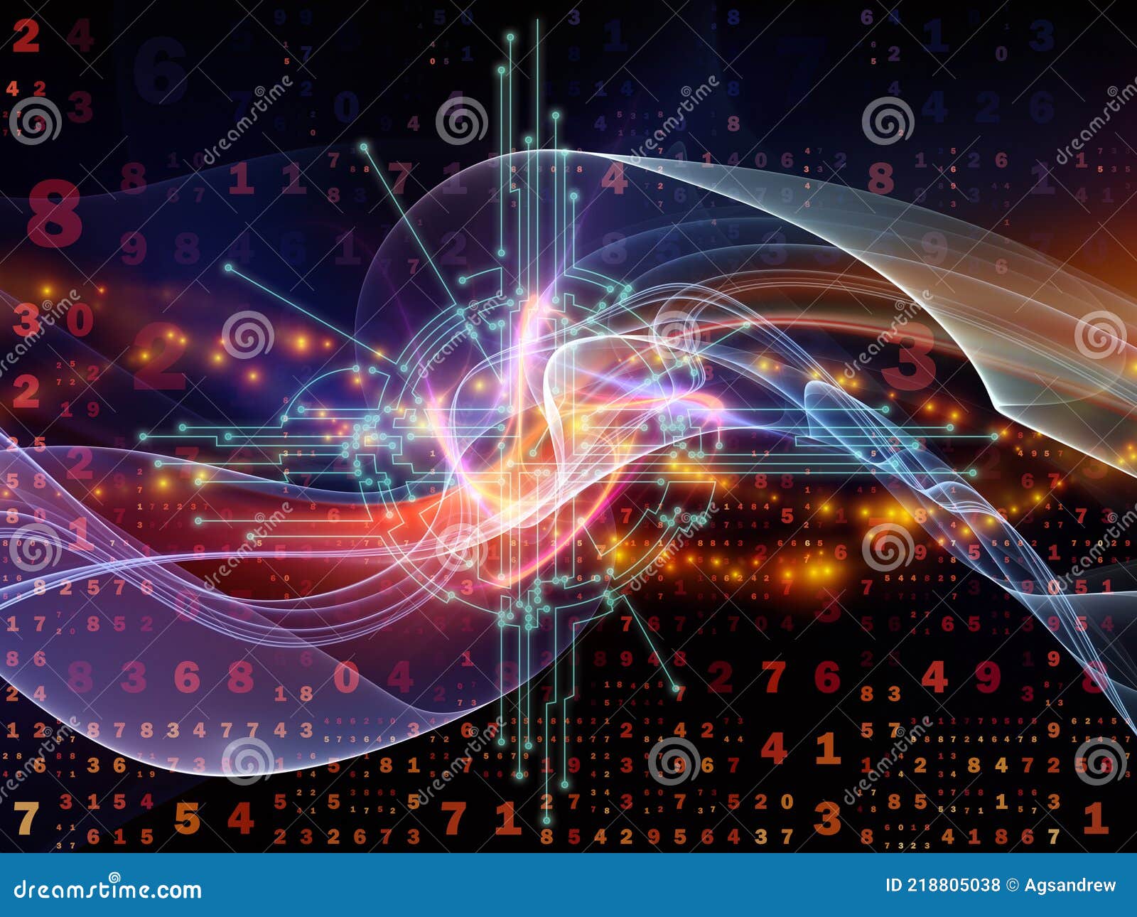 Lights of Integer Realm stock illustration. Illustration of node ...