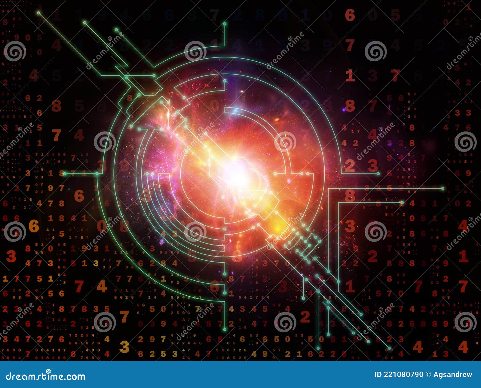 Lights of Integer Realm stock illustration. Illustration of cyberspace ...