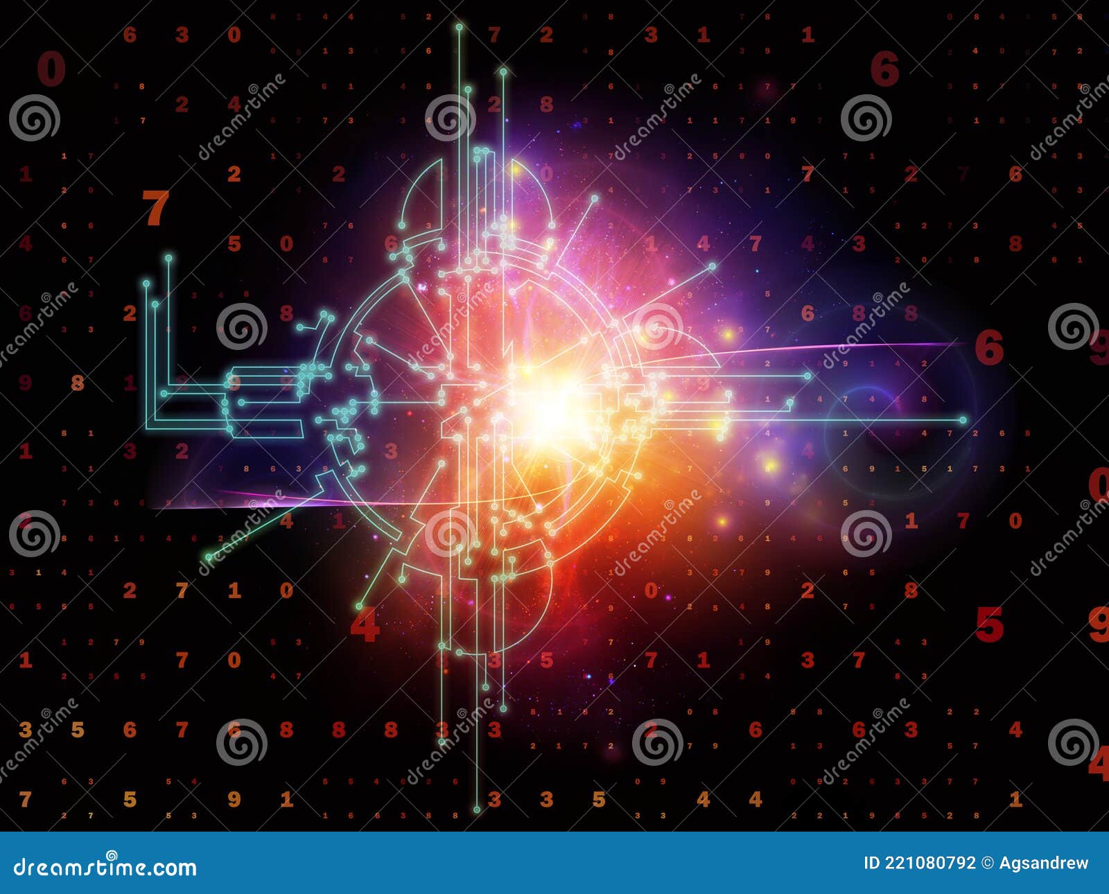 Lights of Integer Realm stock illustration. Illustration of bright ...