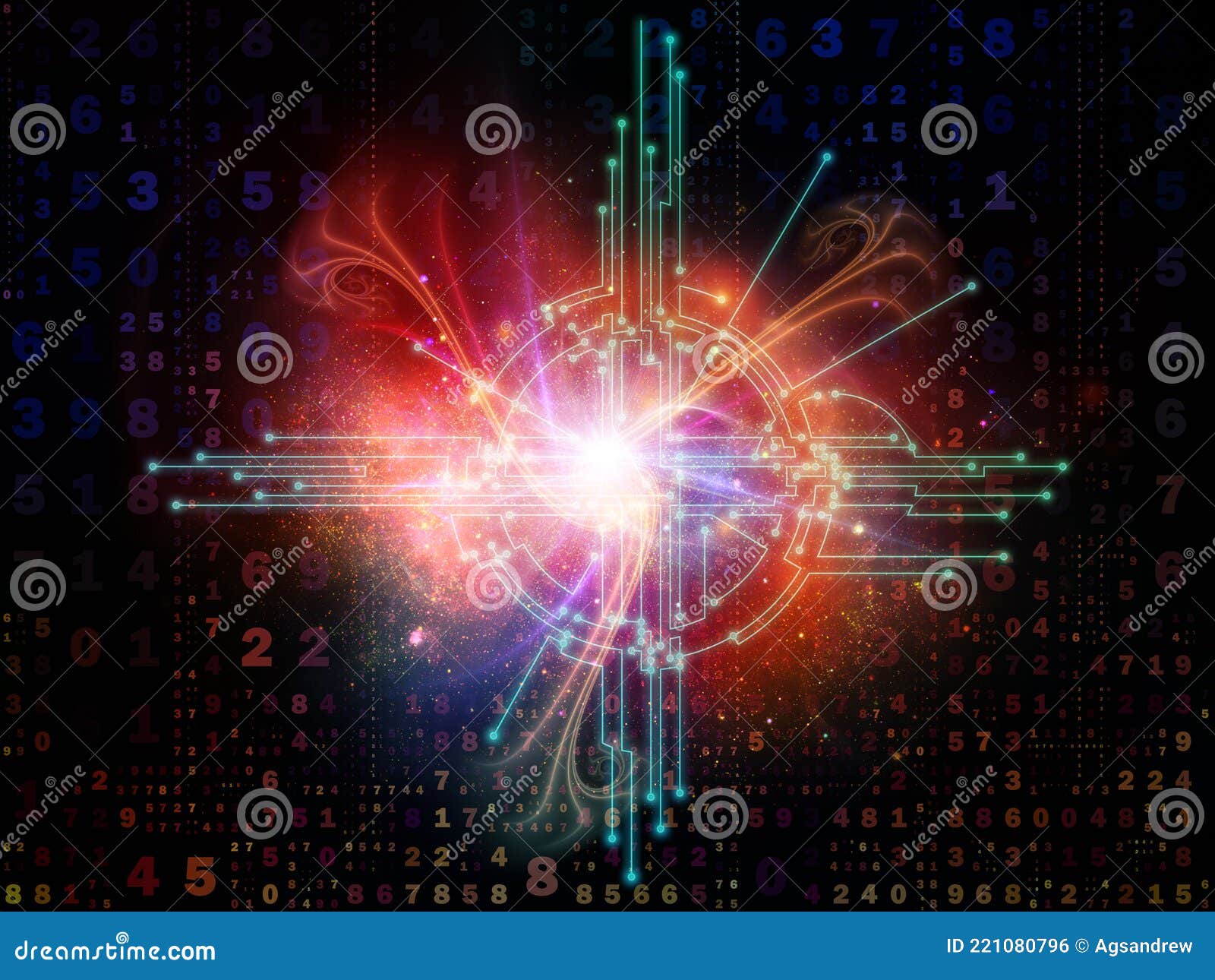 Lights of Integer Realm stock illustration. Illustration of information ...