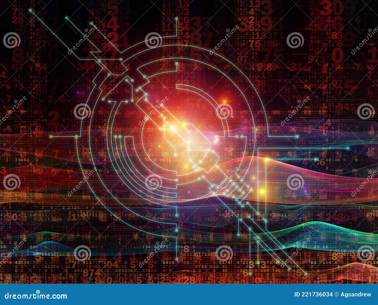 Lights of Integer Realm stock illustration. Illustration of code ...