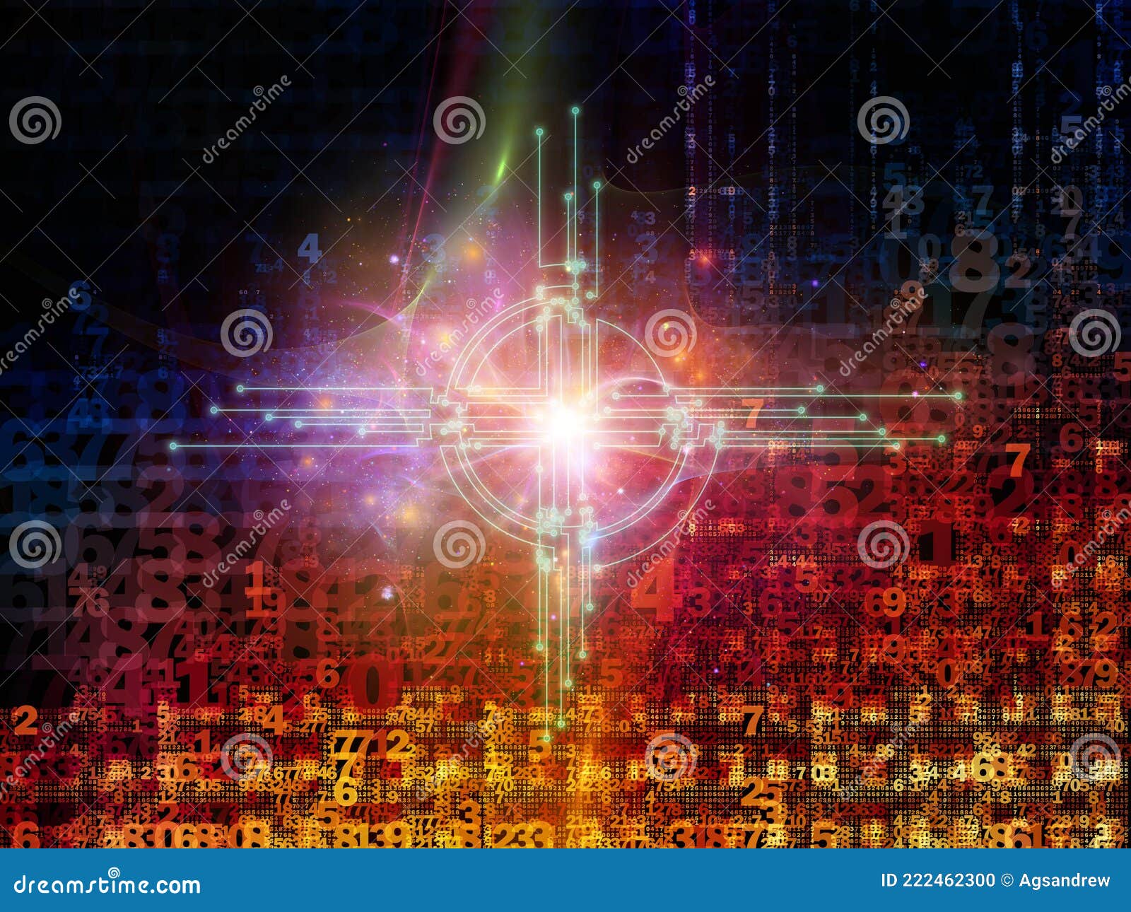 Lights of Integer Realm stock illustration. Illustration of computation ...
