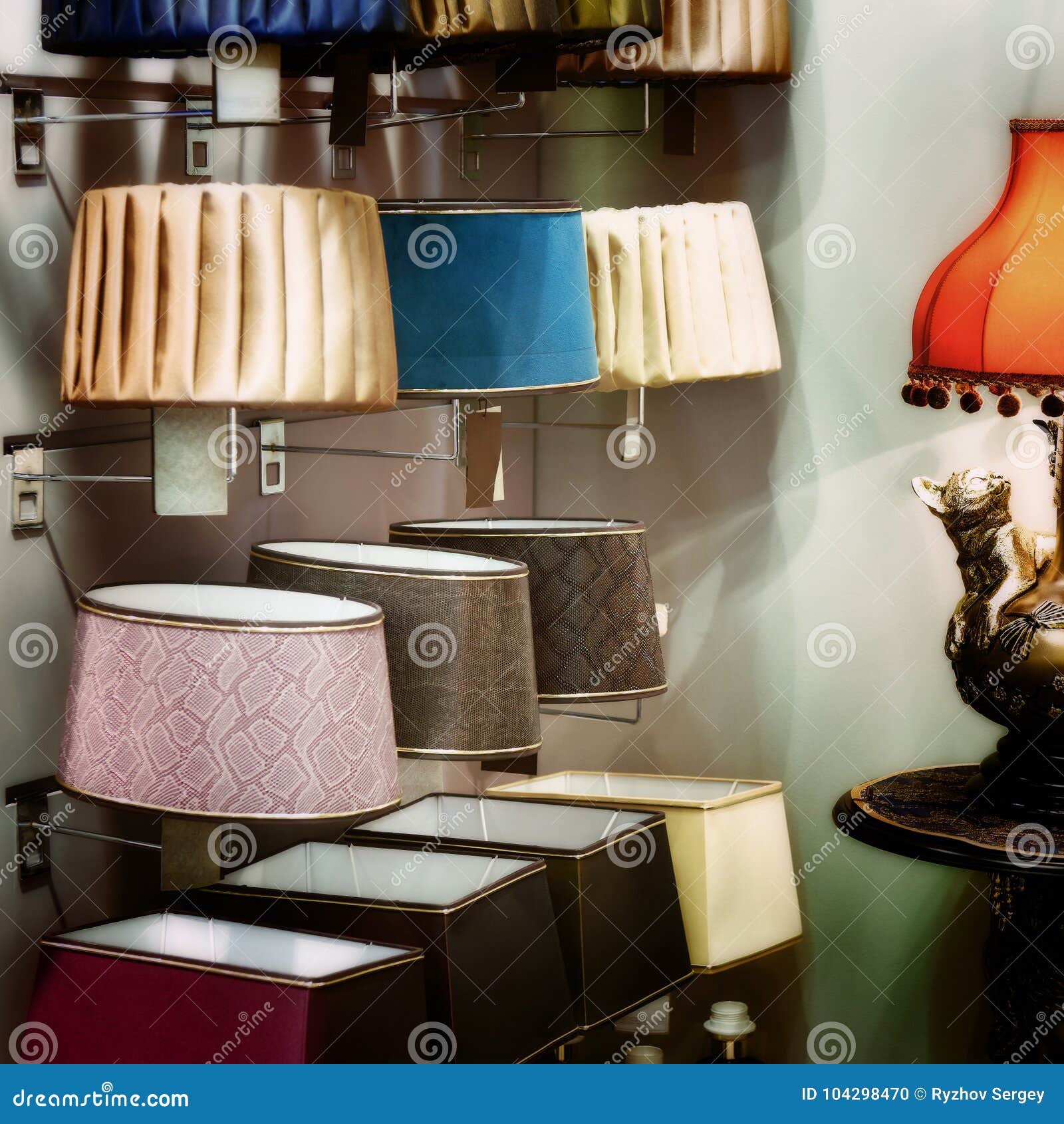 Lights with Lampshade in Antique Store Stock Photo - Image of shopping ...