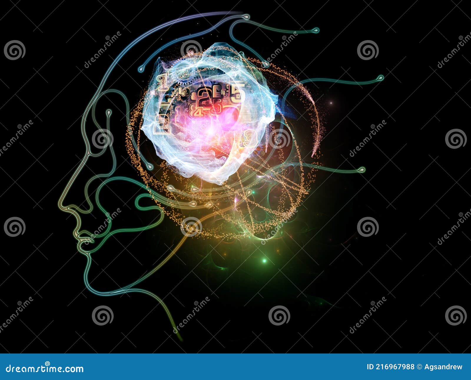 Lights of Mind stock illustration. Illustration of abstract - 216967988