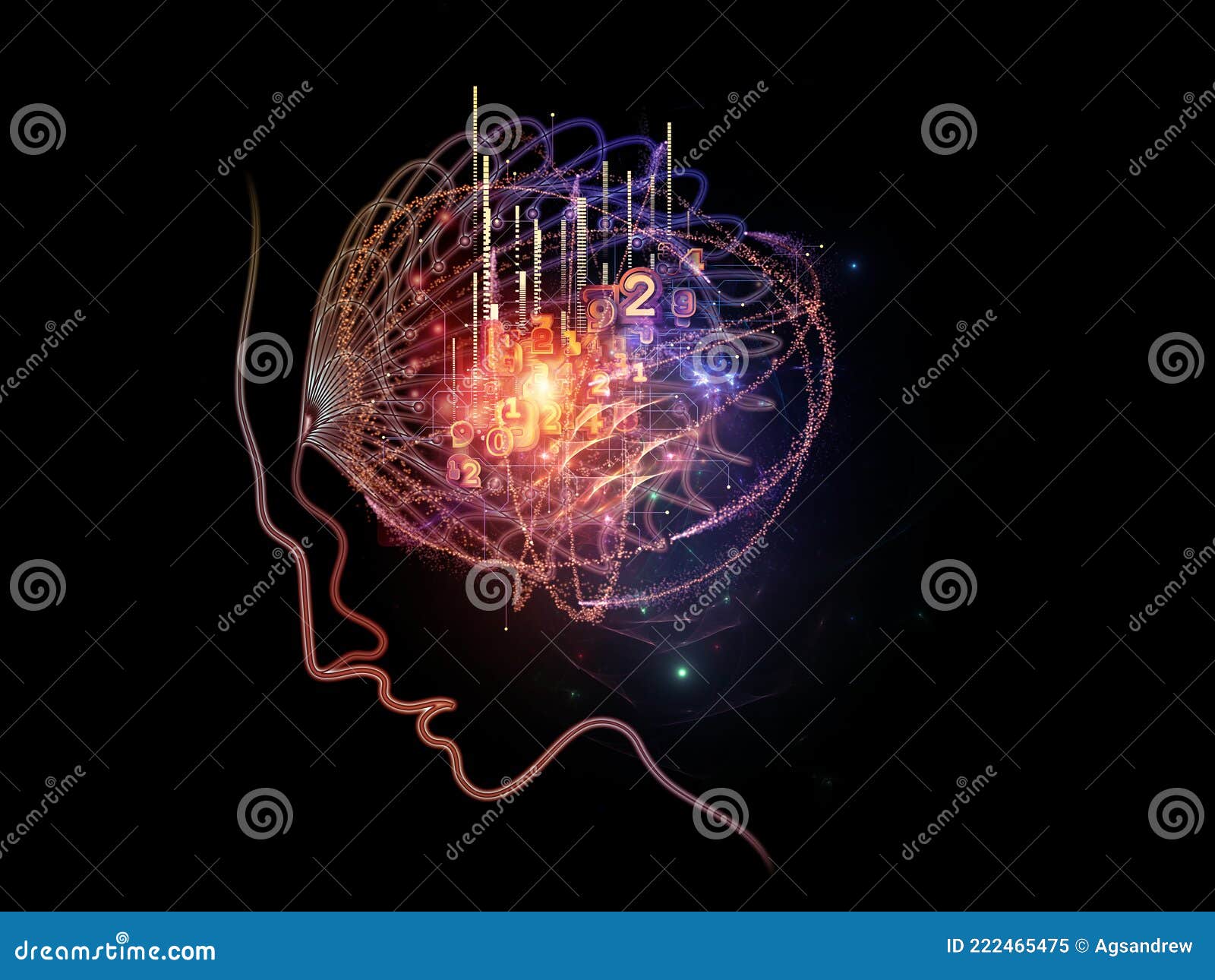 Lights of Mind stock illustration. Illustration of abstract - 222465475