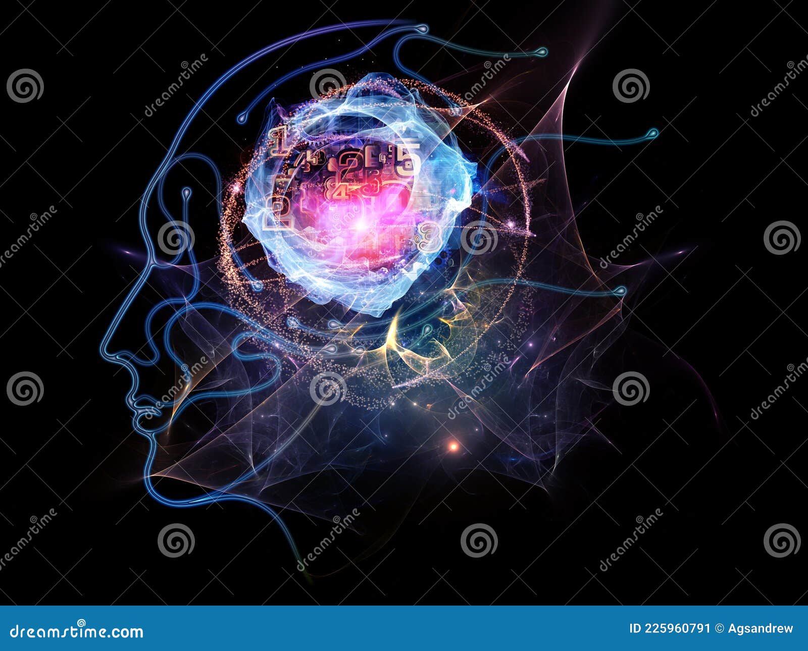 Lights of Mind stock illustration. Illustration of three - 225960791
