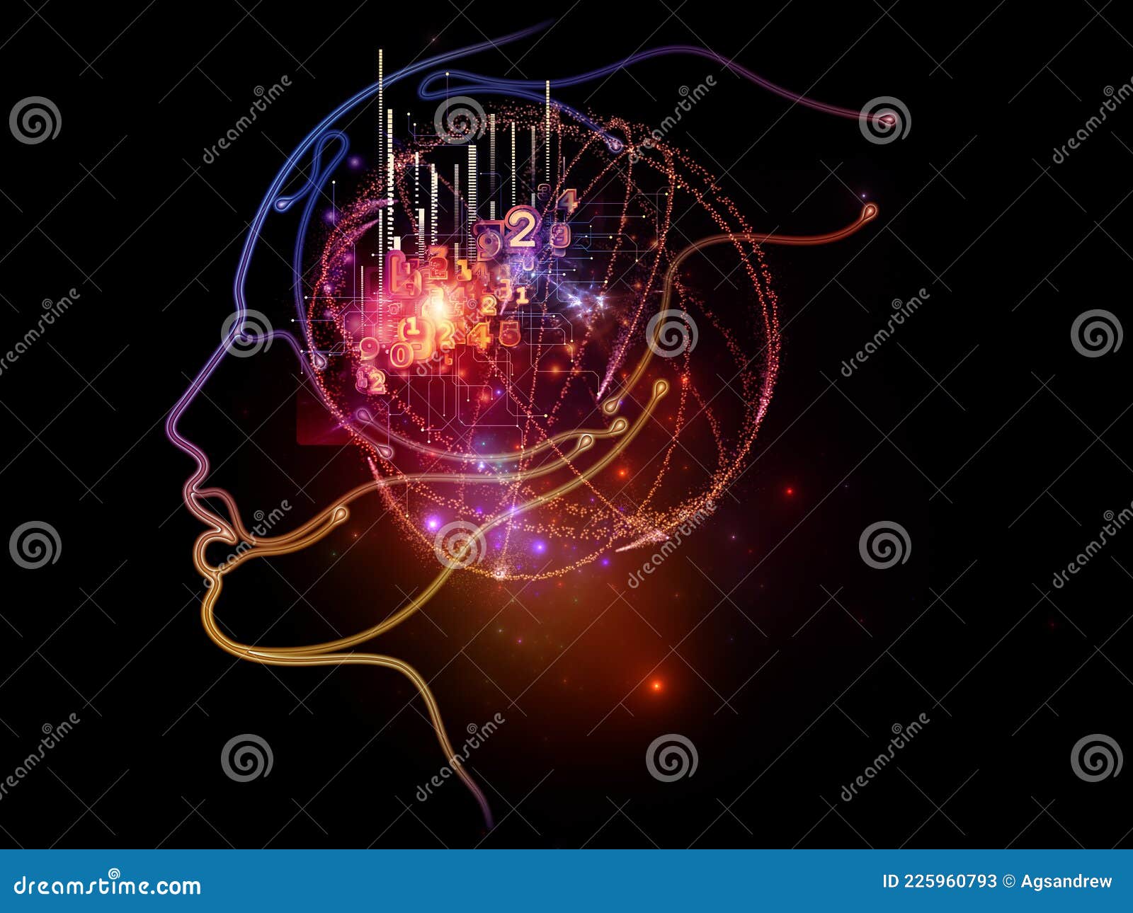 Lights of Mind stock illustration. Illustration of intelligence - 225960793