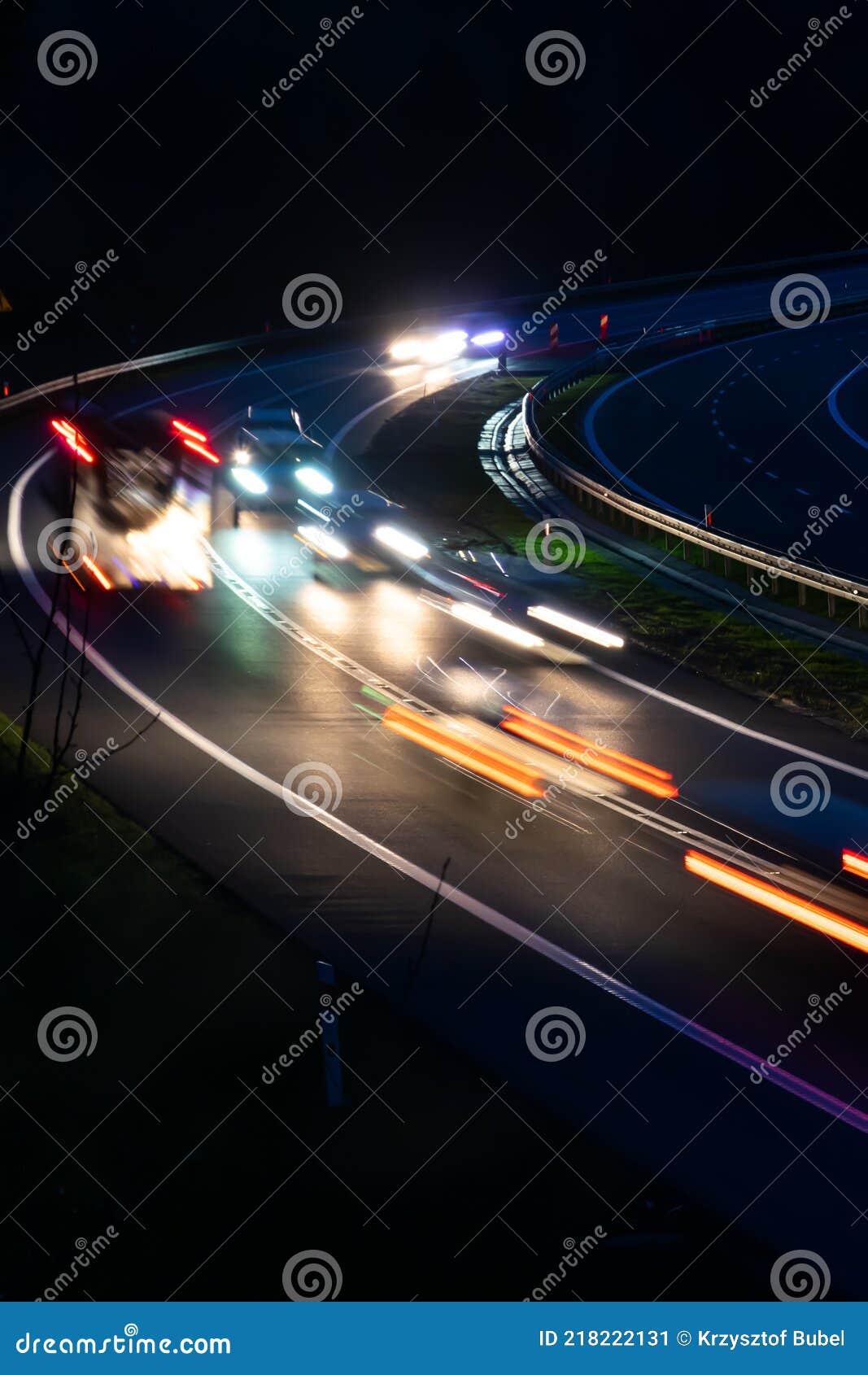 Lights of Moving Cars at Night. Long Exposure Stock Image - Image of ...
