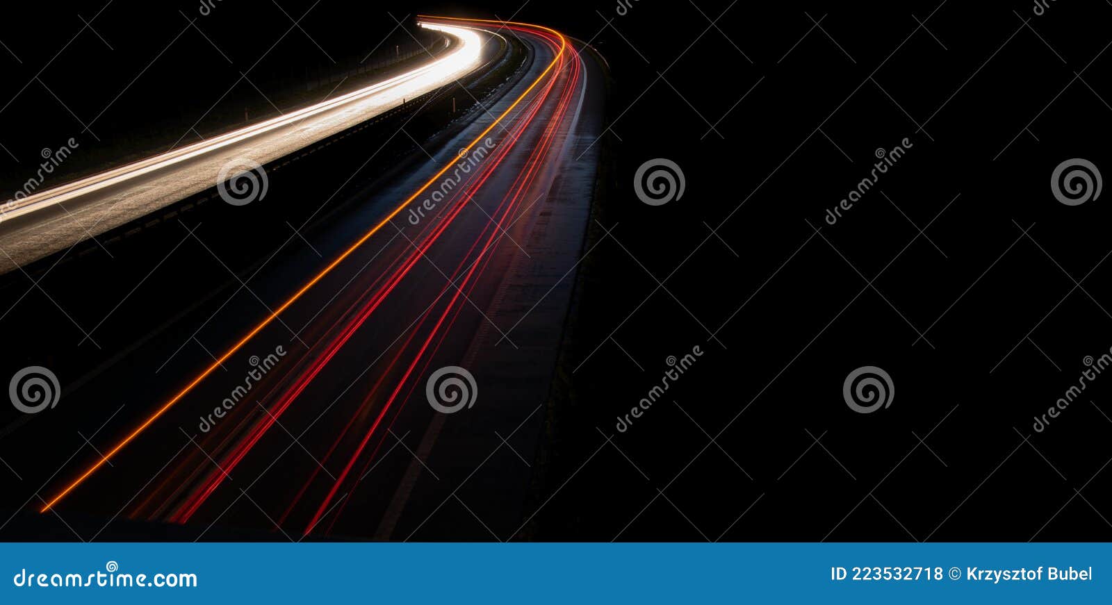 Lights of Moving Cars at Night. Long Exposure Stock Photo - Image of ...
