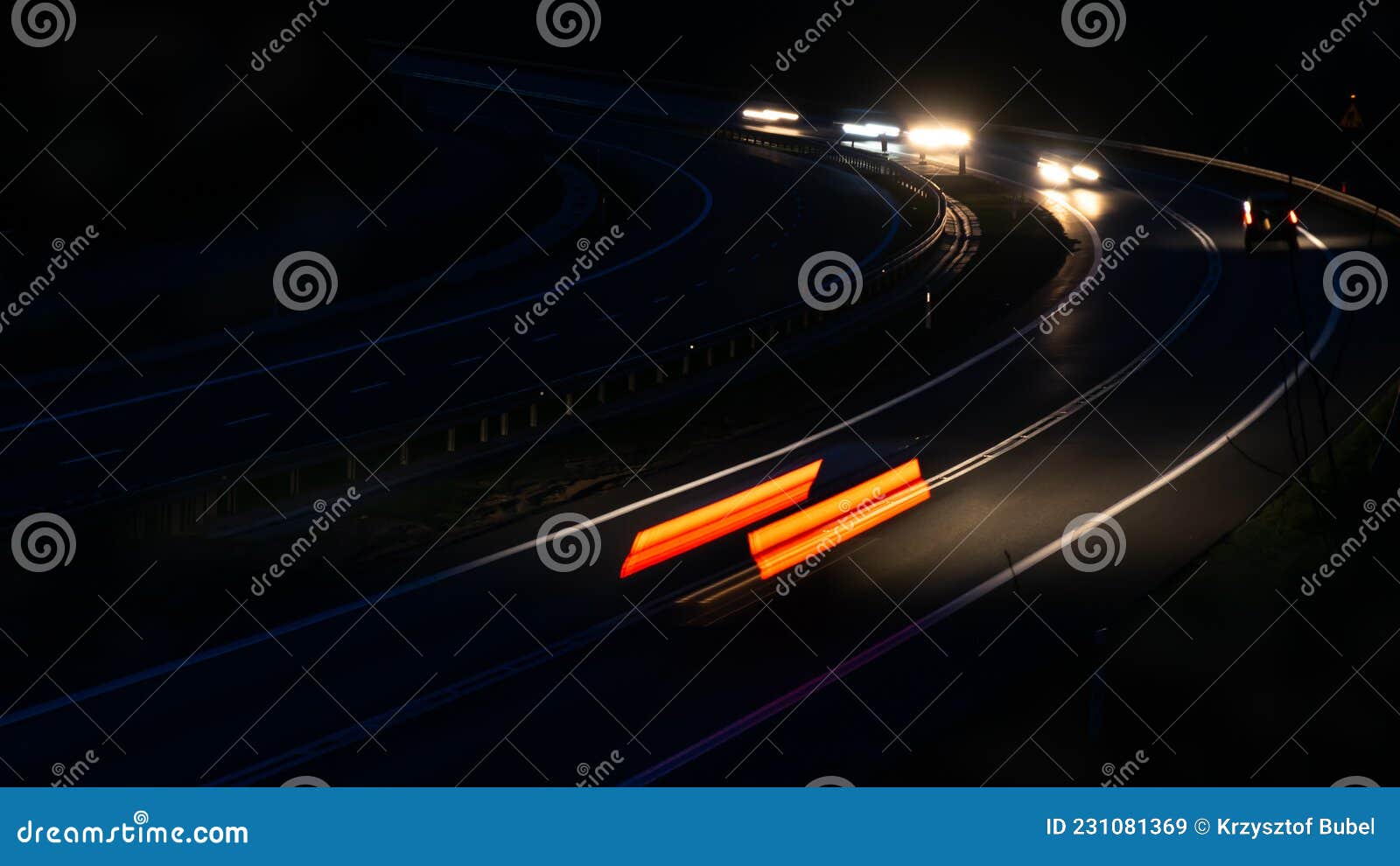 Lights of Moving Cars at Night. Long Exposure Stock Image - Image of ...