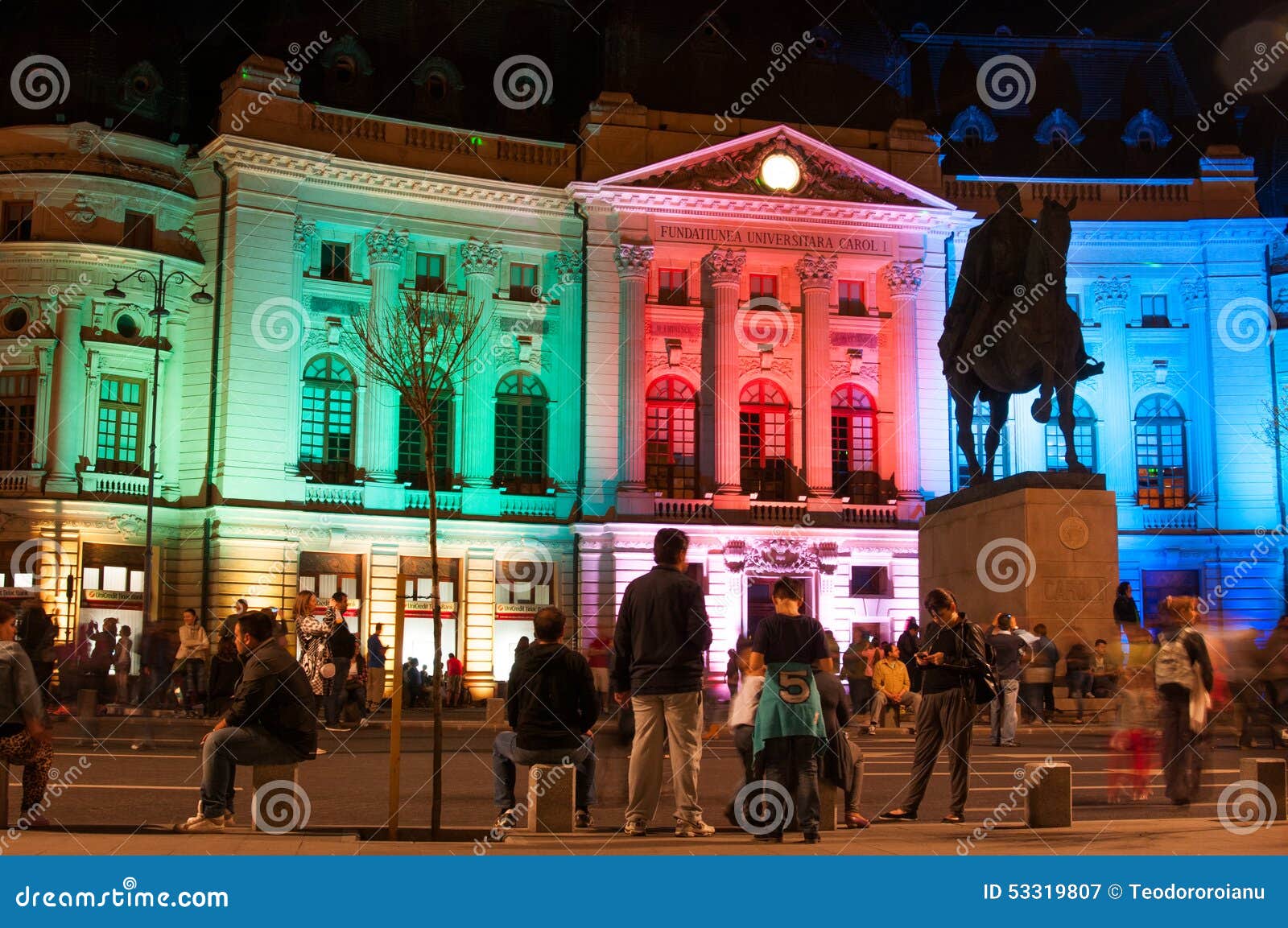 Lights night in Bucharest editorial photography. Image of house - 53319807