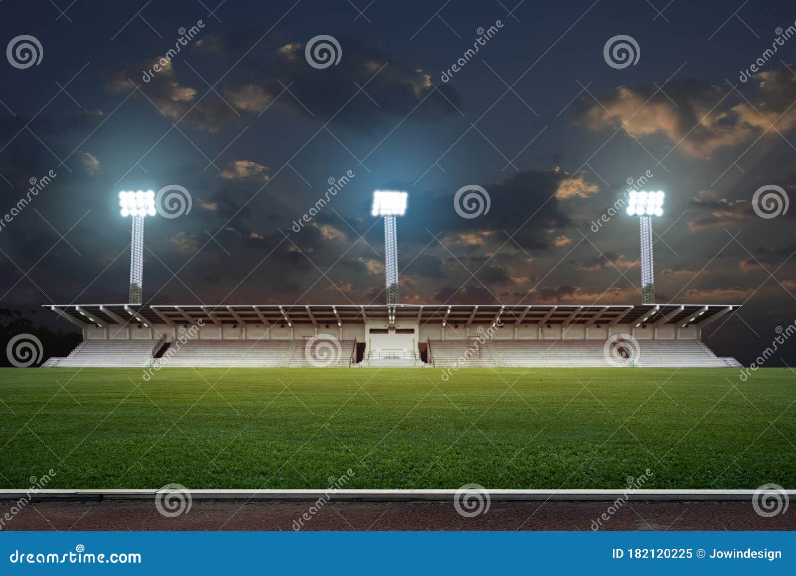 Lights at Night and Stadium Stock Image - Image of lamp, green: 182120225