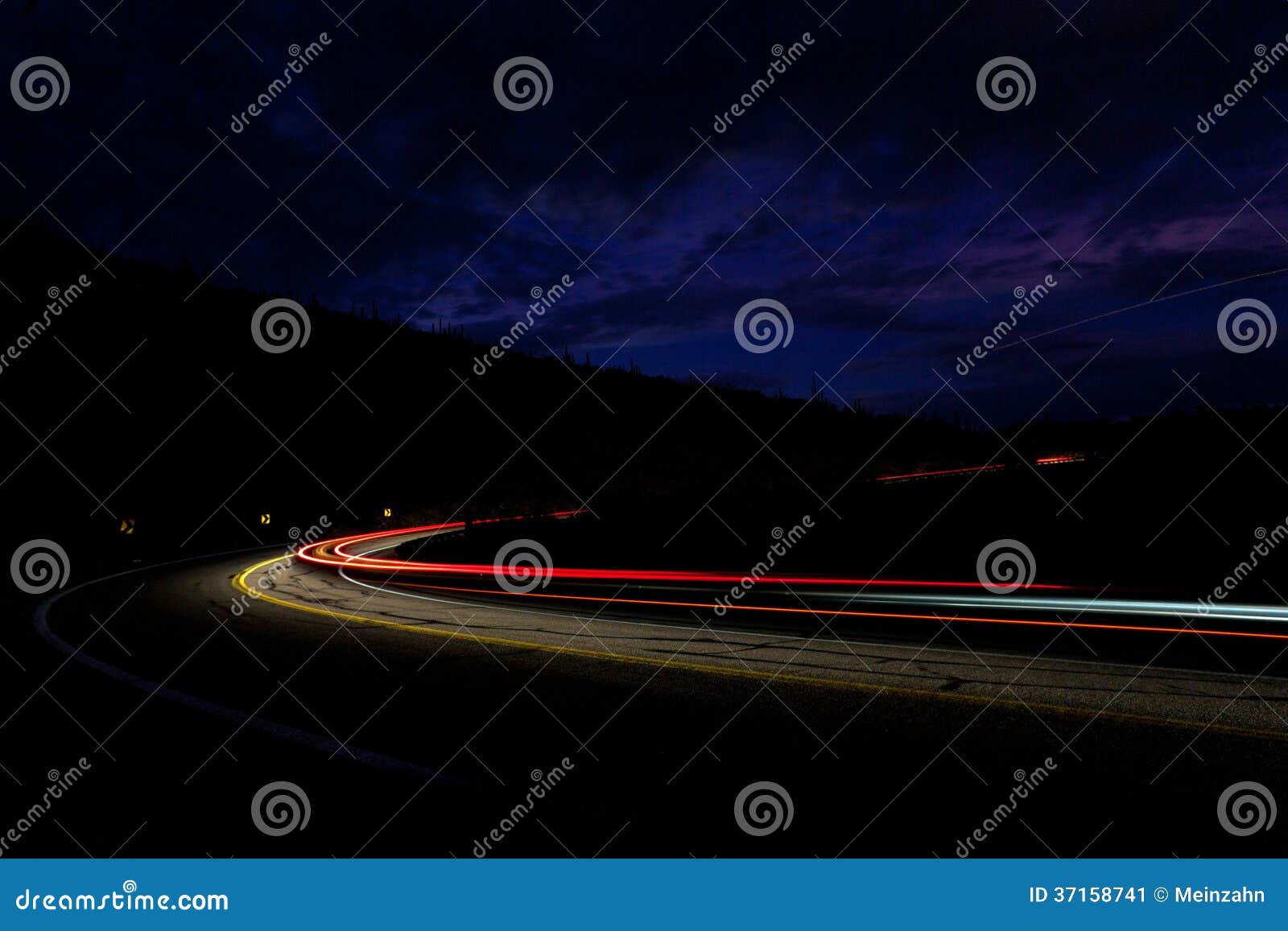 Lights of Passing Cars on the Road at Night Stock Image - Image of road ...