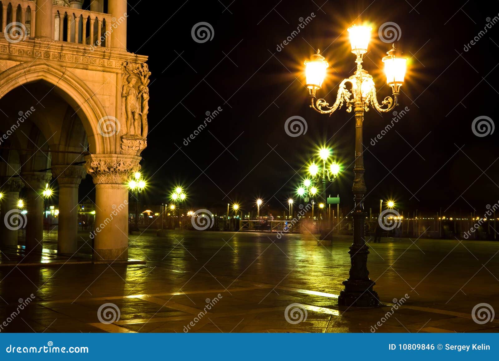 Lights on Piazza San Marco at the Night Stock Photo - Image of building ...