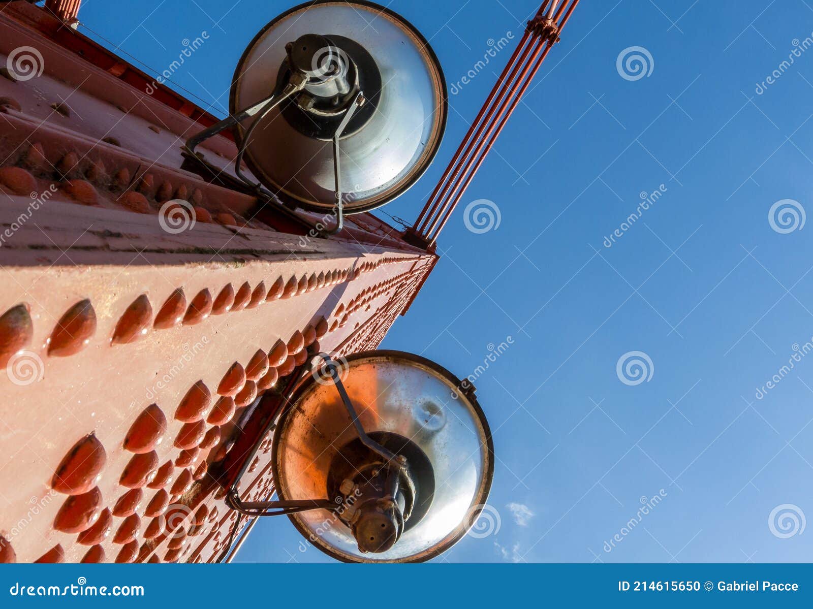 Lights Pointing Up in a Bridge with Rivets Stock Photo - Image of ...