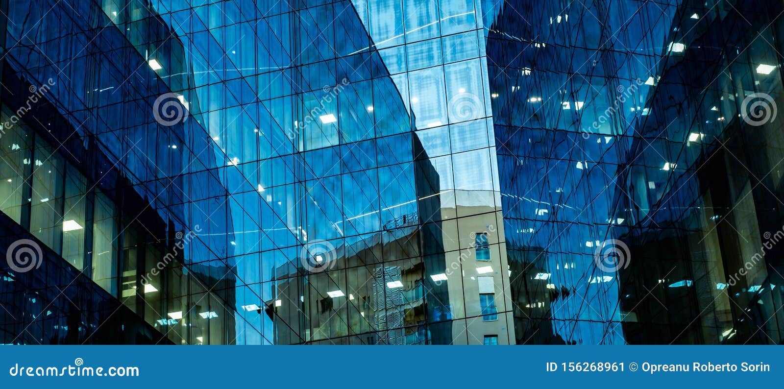 Lights Reflection on Modern Windows Building Stock Image - Image of ...