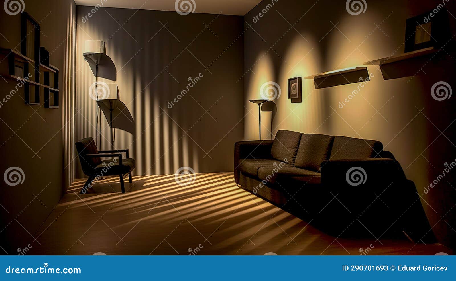 Lights and Shadows in the Living Room Stock Image - Image of indoor ...