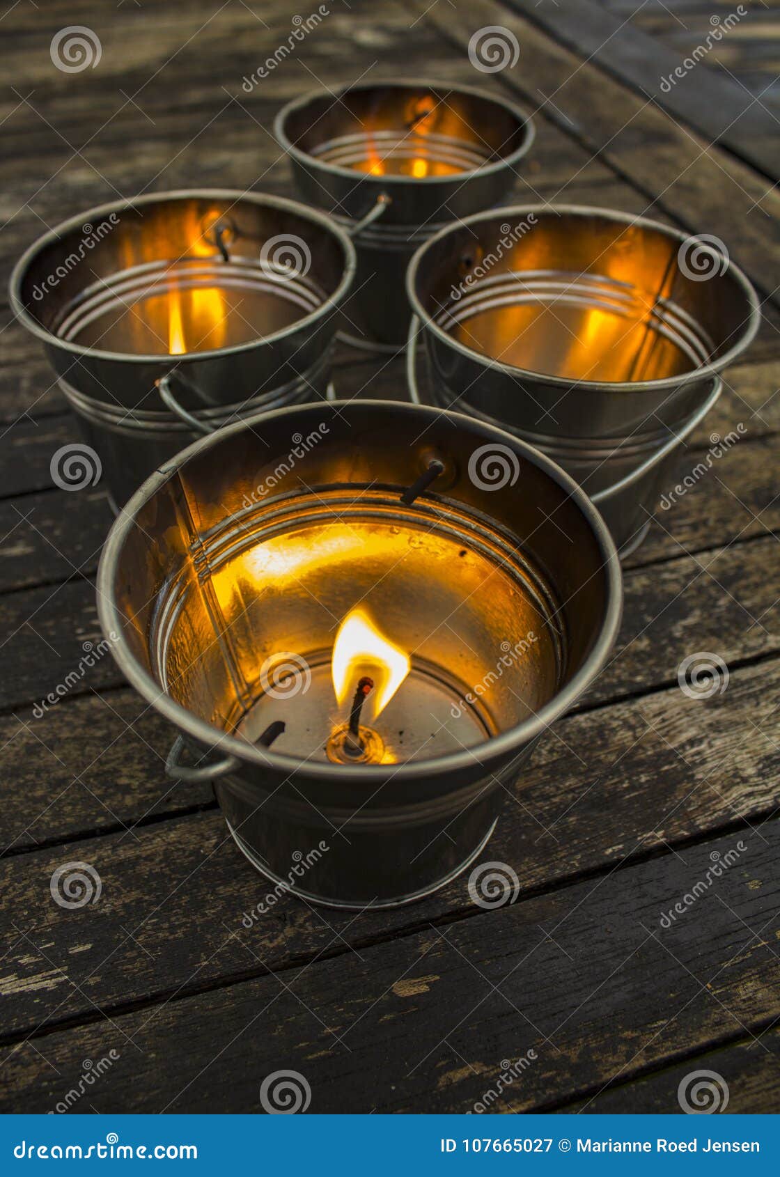 Lights in small buckets stock image. Image of small - 107665027