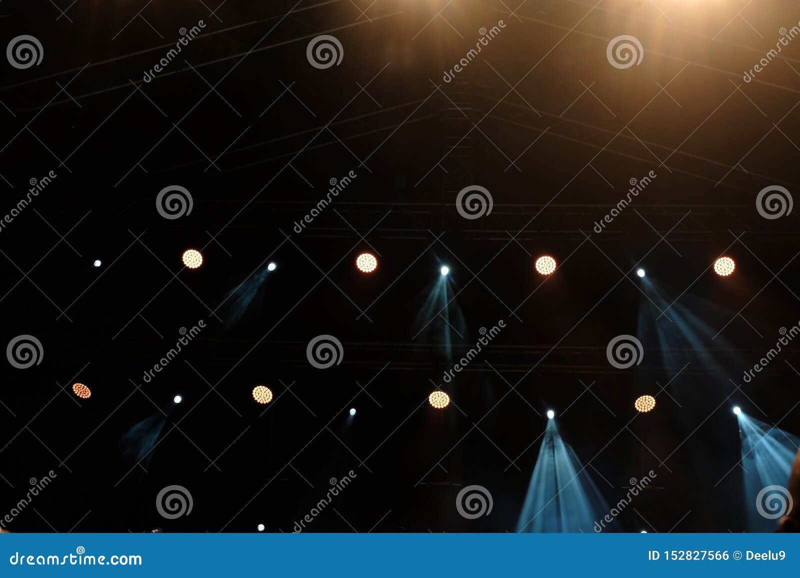 Lights on stage at night stock photo. Image of concert - 152827566