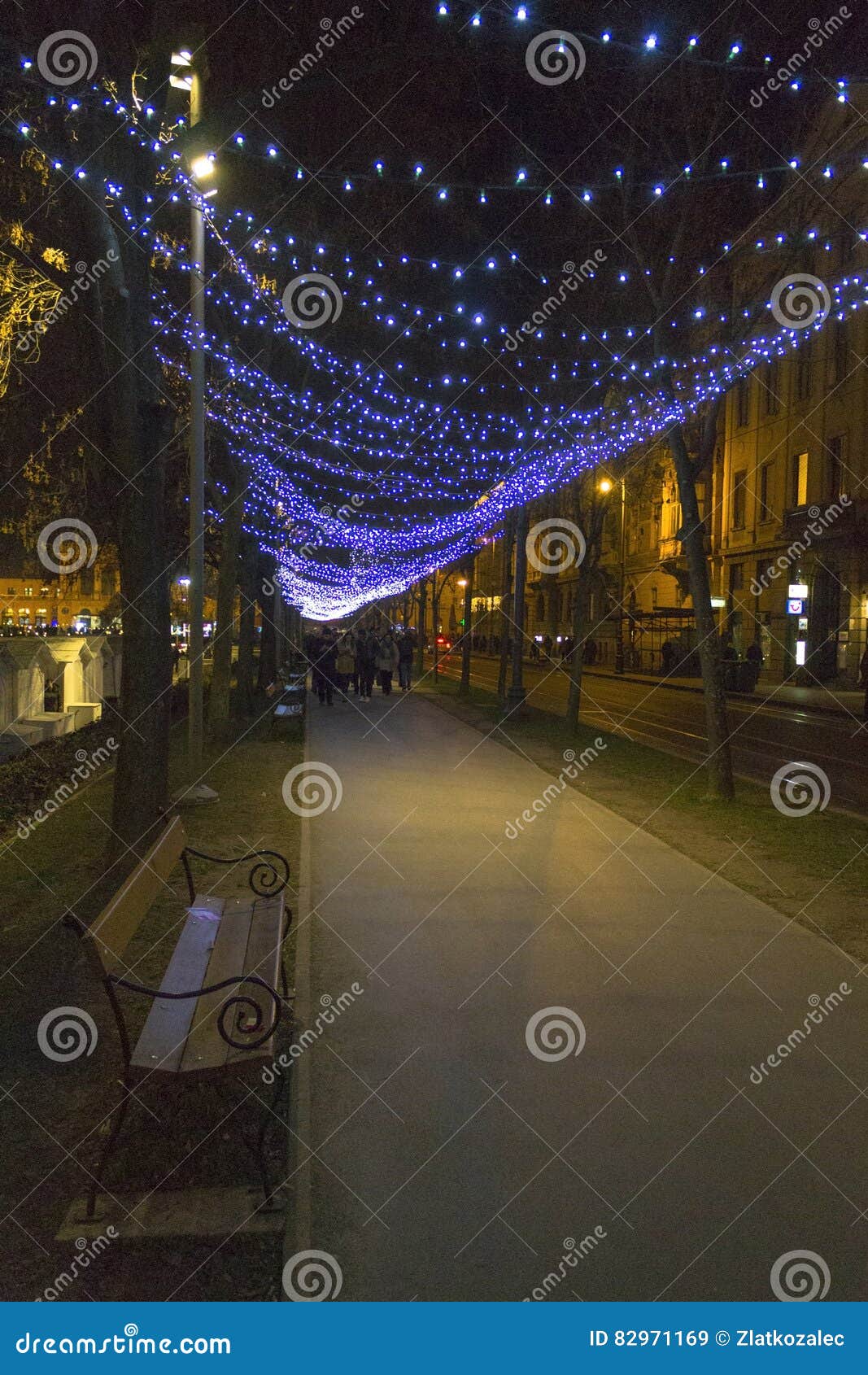 Lights on a Street at Advent Editorial Stock Image - Image of croatia ...