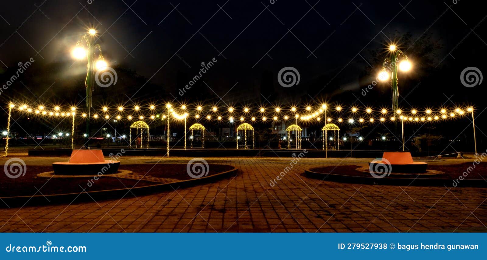 The Lights of the Subang West Java Square at Night Stock Photo - Image ...