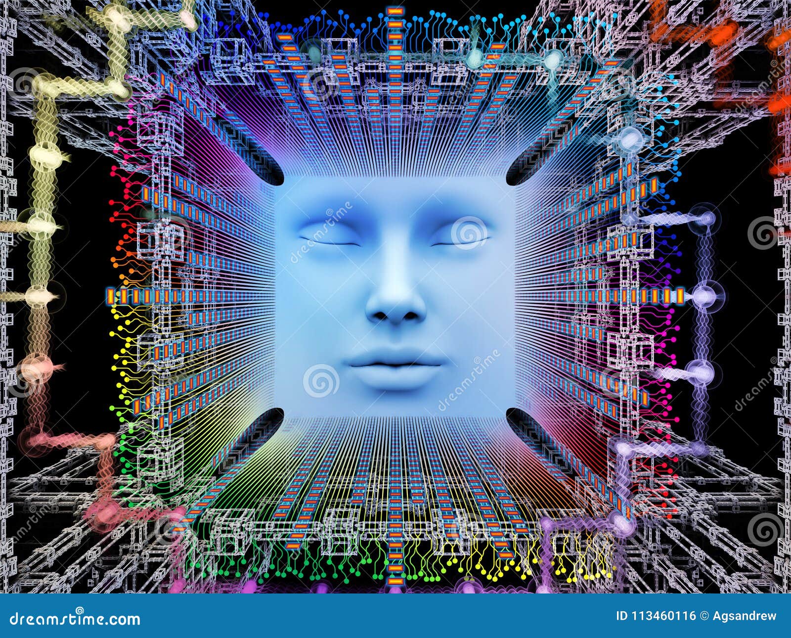 Lights of Super Human AI stock illustration. Illustration of design ...