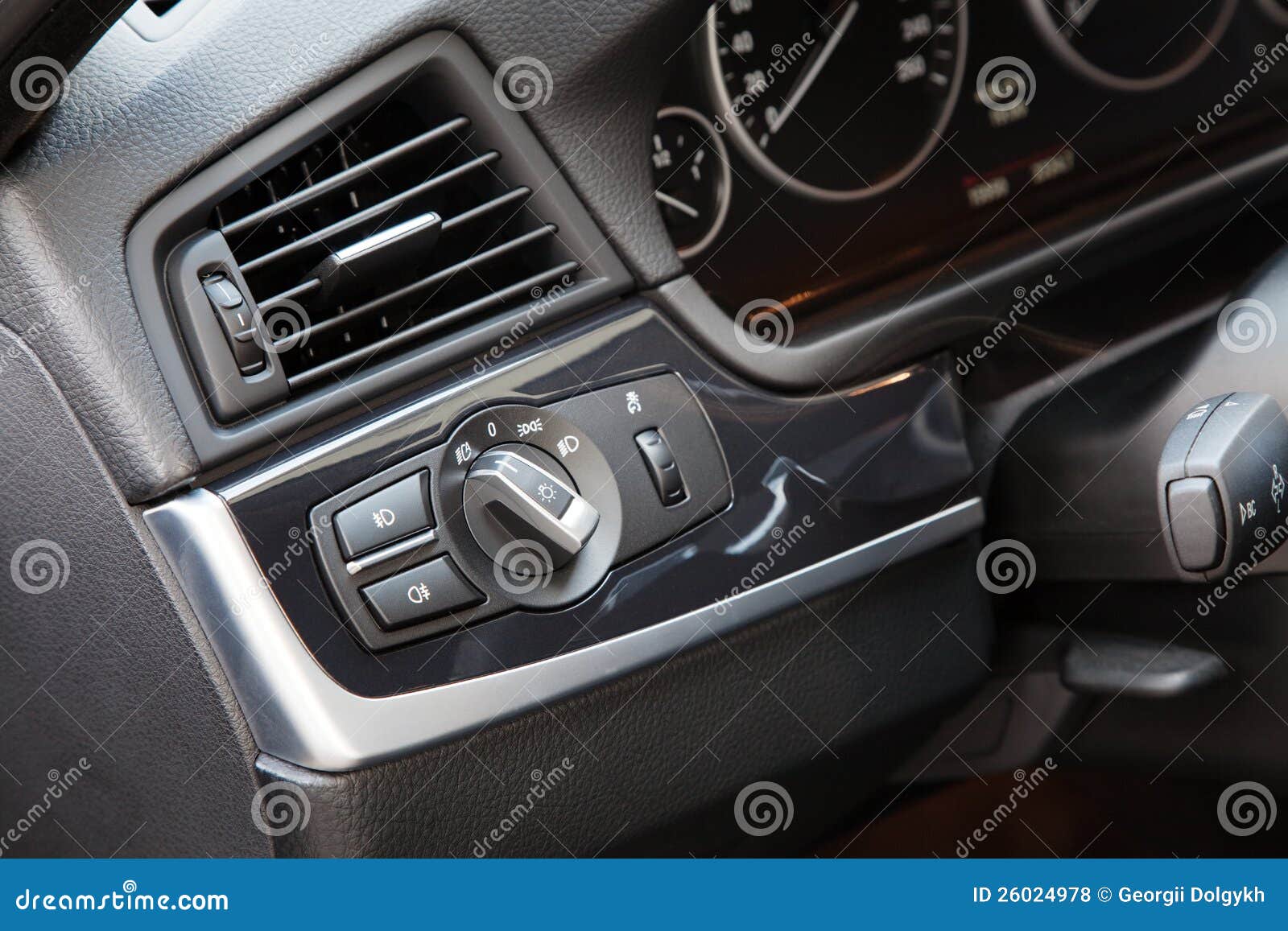 Lights Switch in a Luxury Car Stock Photo - Image of headlights ...