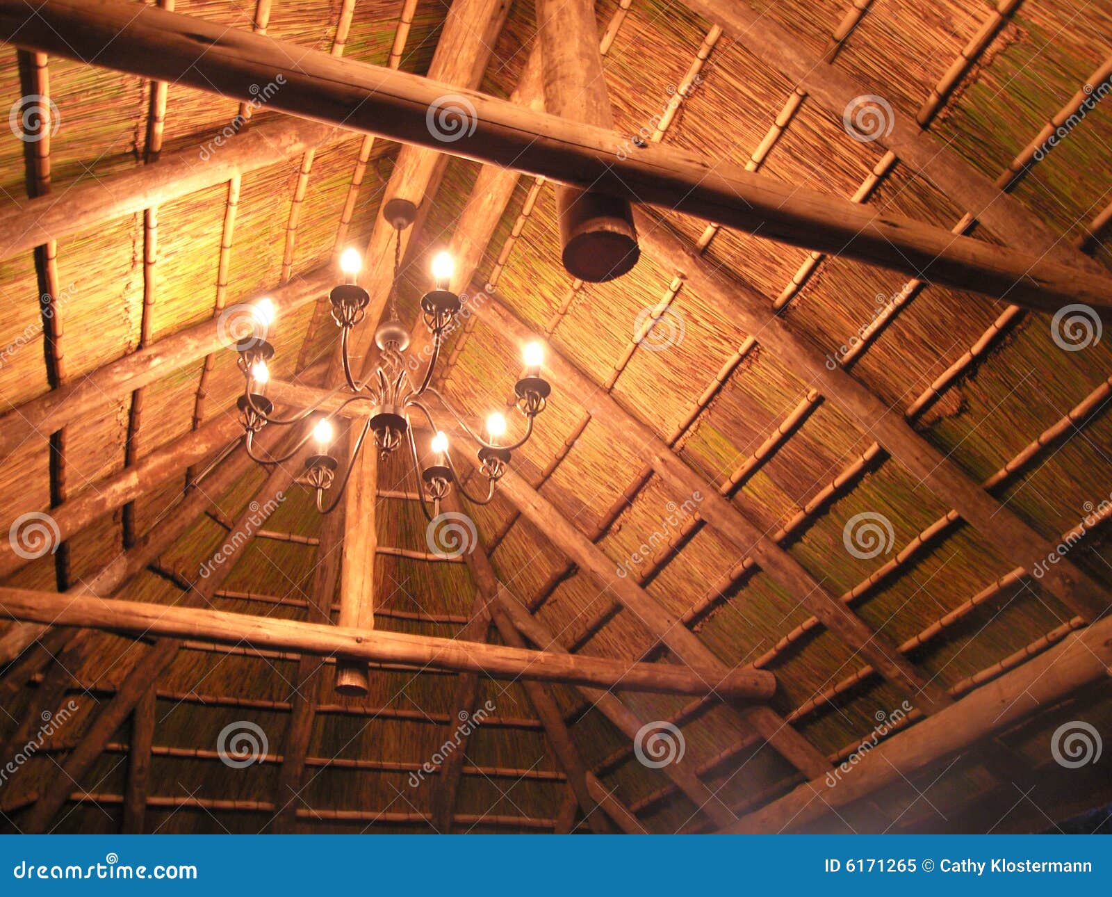 Lights in thatch roof stock image. Image of roof, cross - 6171265
