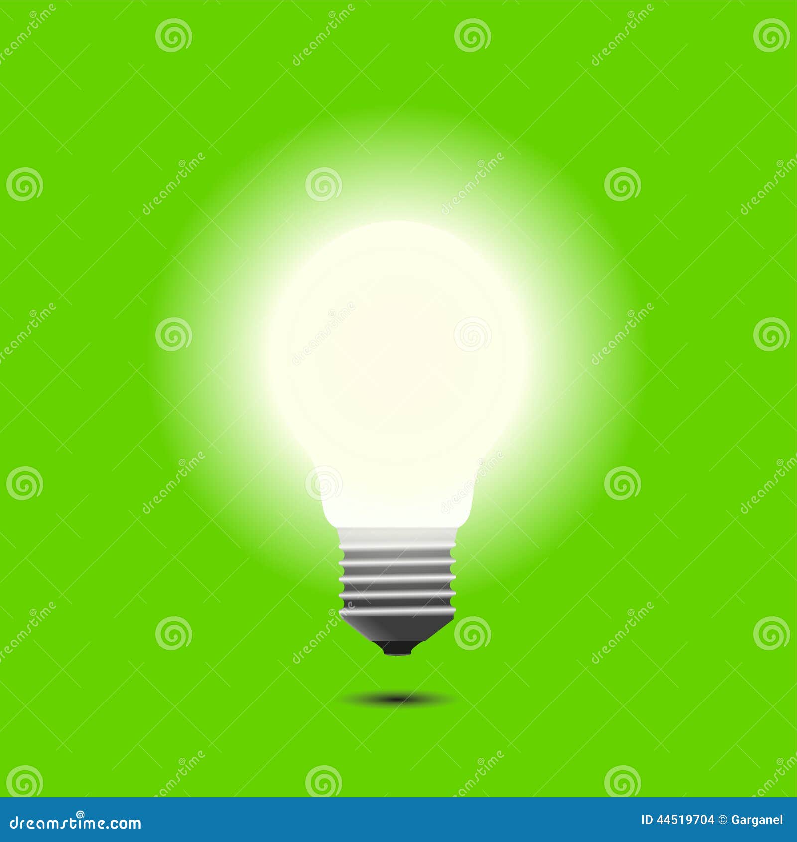 Lights Up Bulb on a Green Background Stock Vector - Illustration of ...