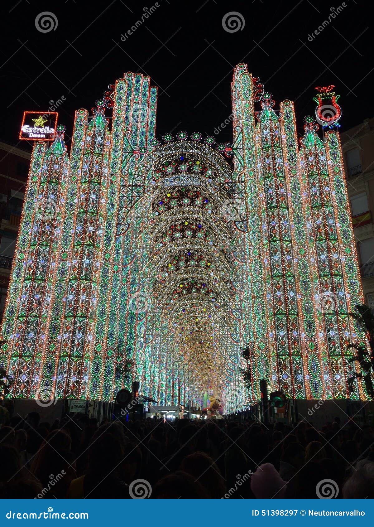 Lights of Valencia editorial photography. Image of fallas - 51398297
