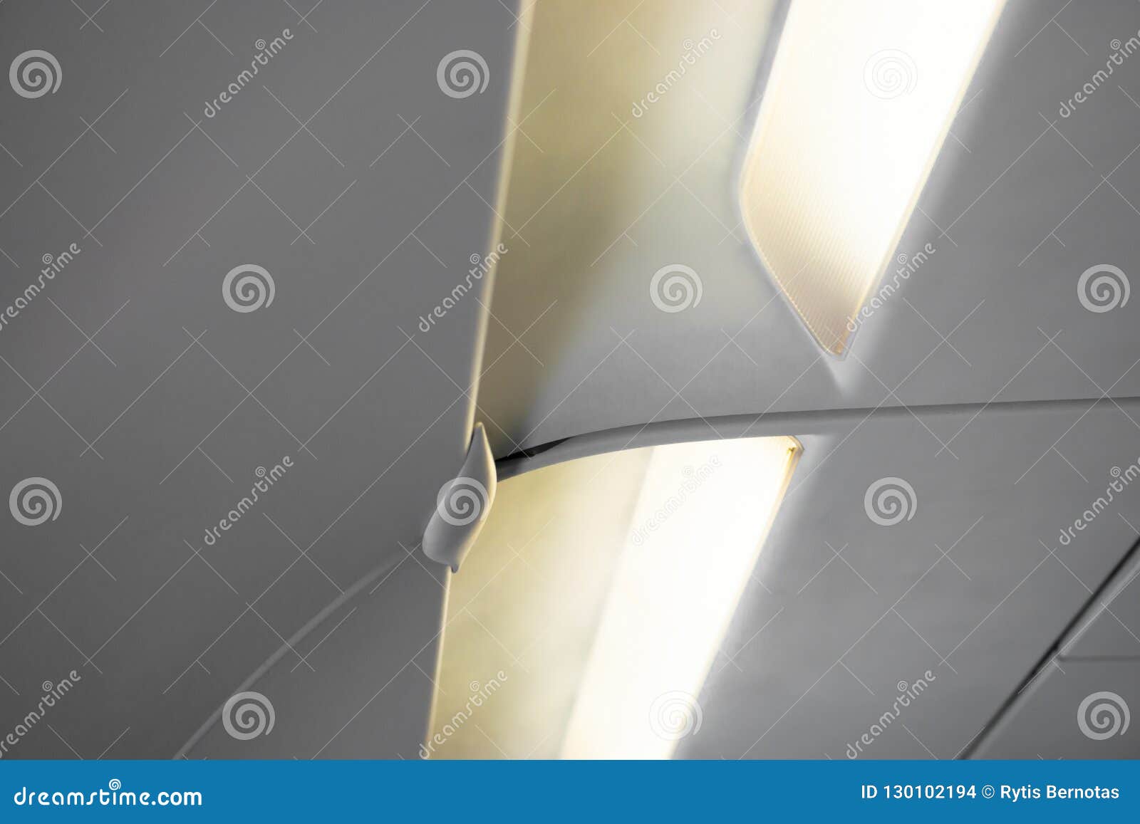 Lights and Water Diffusers in Plane Cockpit Over the Passengers Seats ...