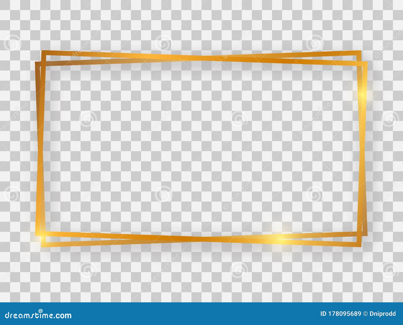 Double Gold Shiny 16x9 Rectangular Frame with Glowing Effects Stock ...