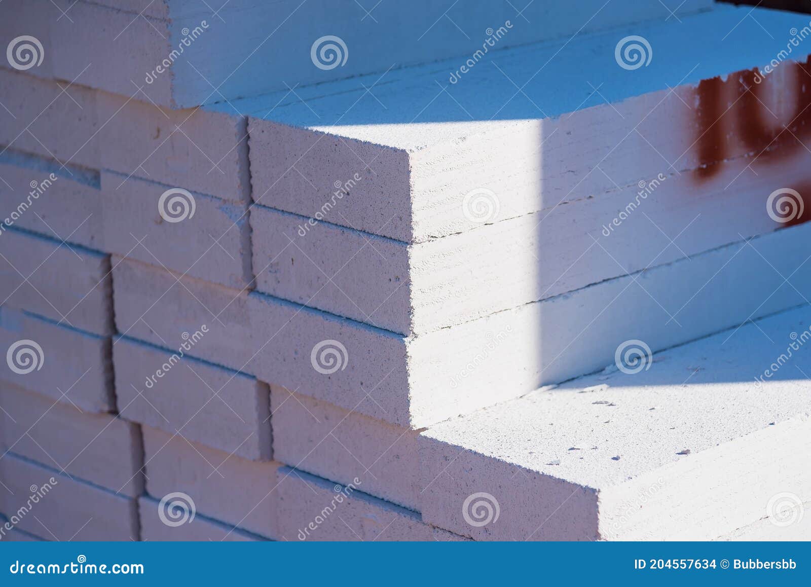 Lightweight Bricks are Arranged Neatly To Be Used in Construction Work ...