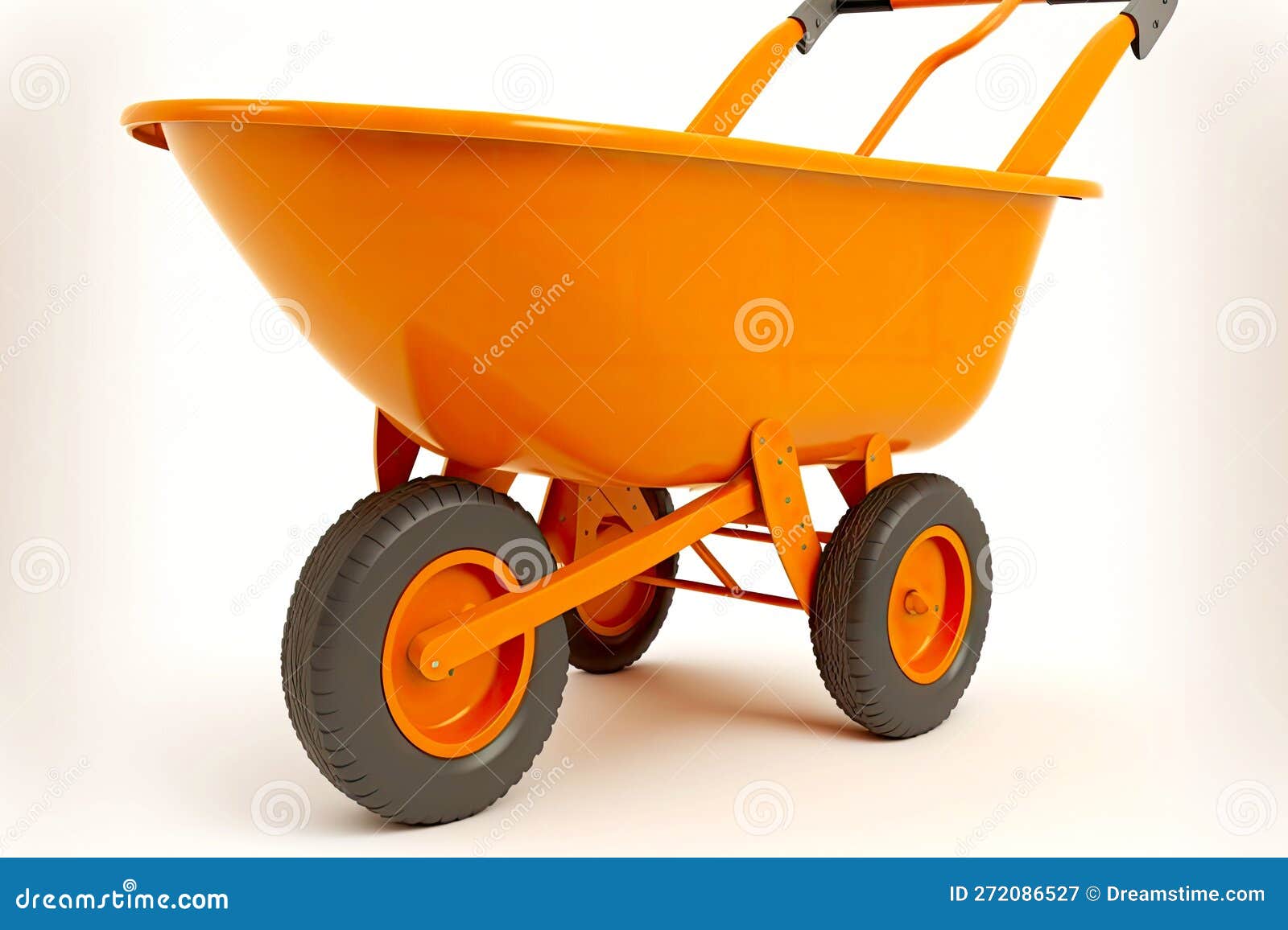 Lightweight Handheld Orange Construction Wheelbarrow Isolated on White ...