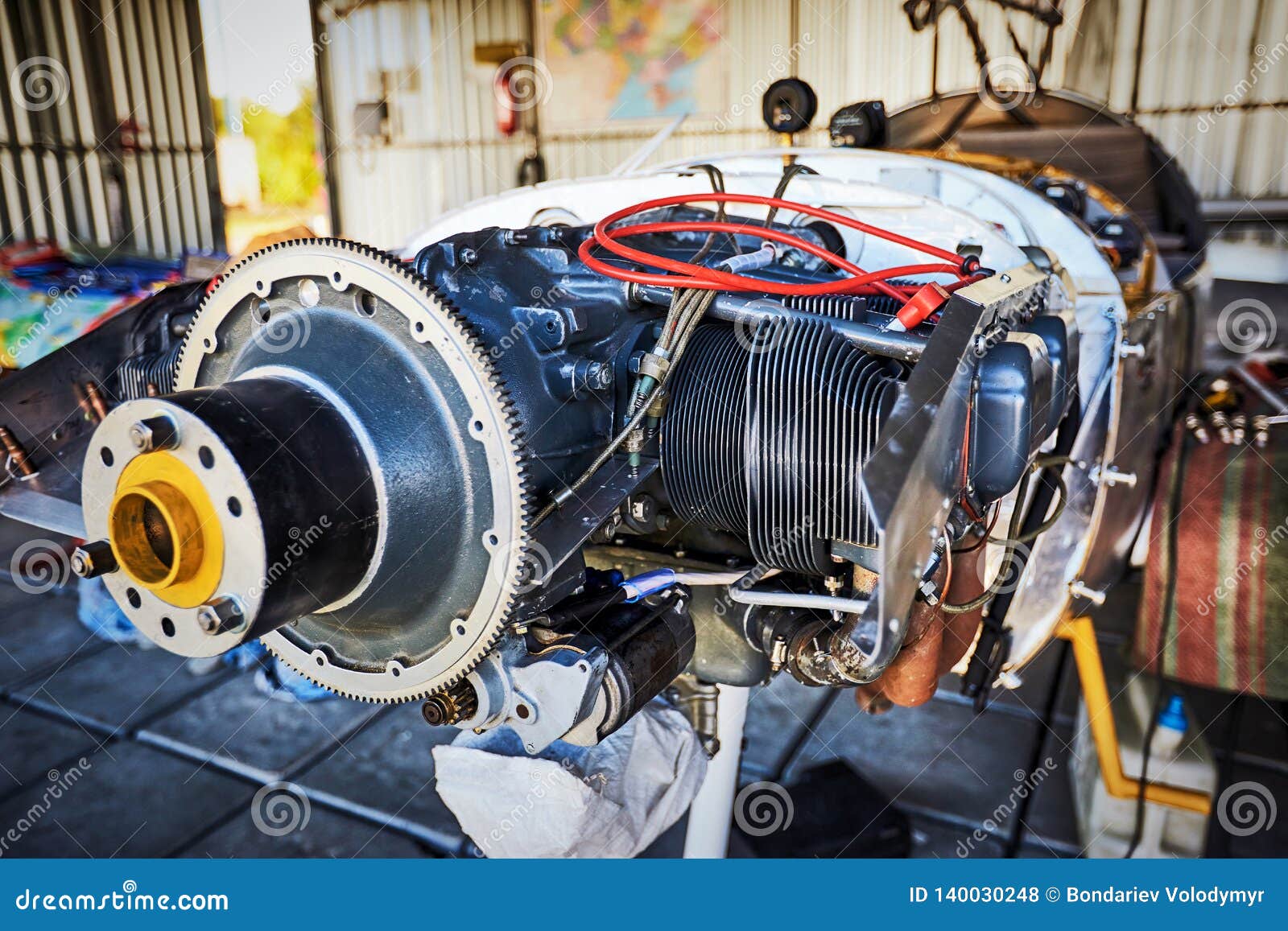 Lightweight Single-engine Aircraft Ready for Engine Maintenance Stock ...