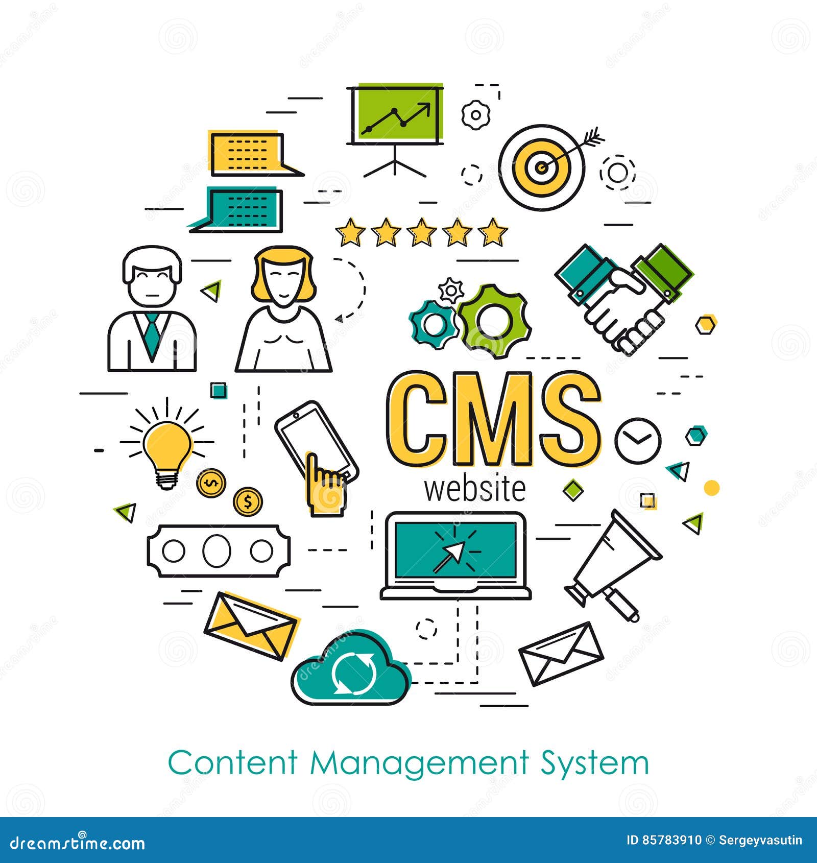 Ligne Art Concept - CMS illustration de vecteur. Illustration du ...