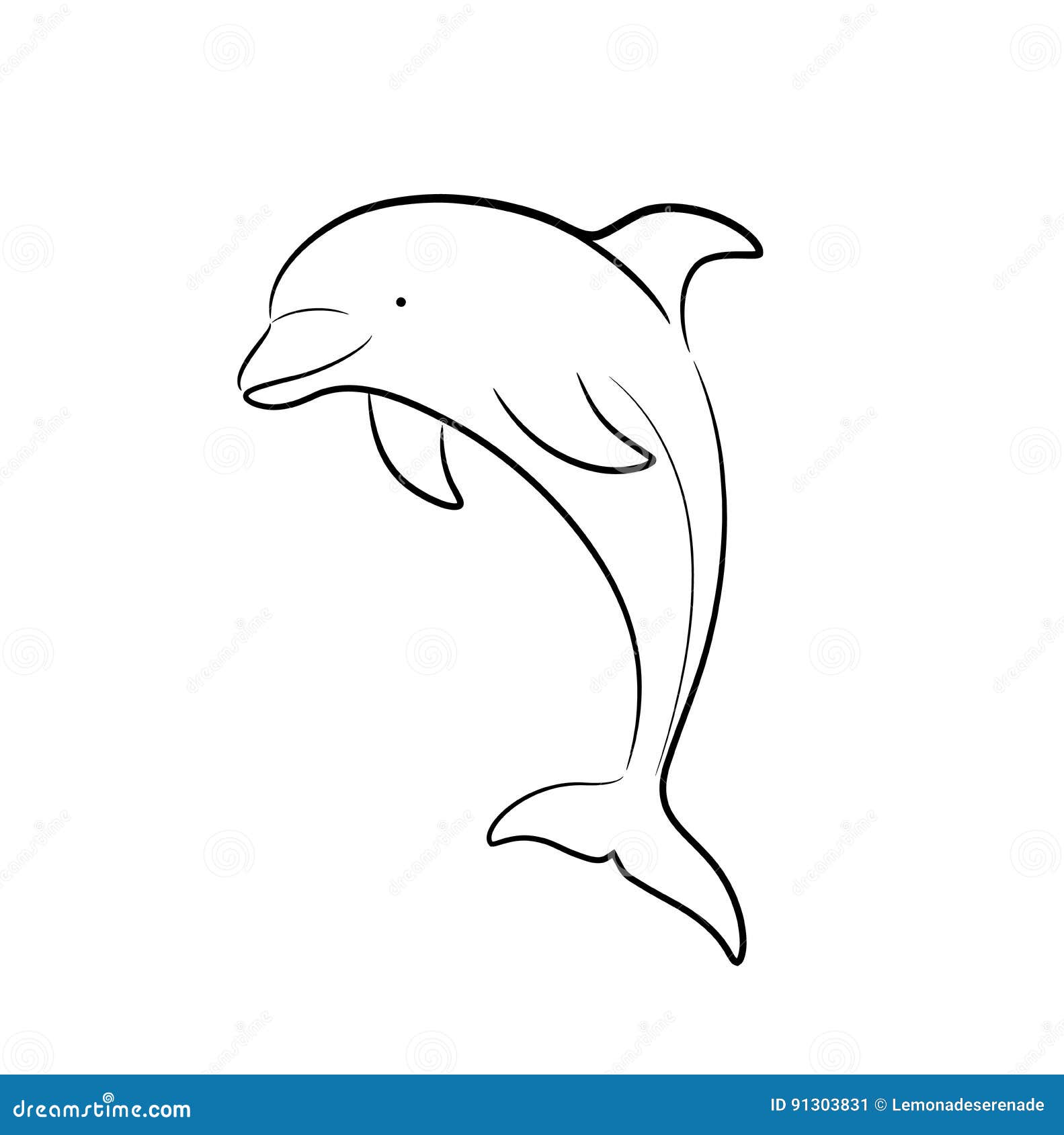 Ligne Art Doodle De Dauphin Illustration de Vecteur - Illustration du ...