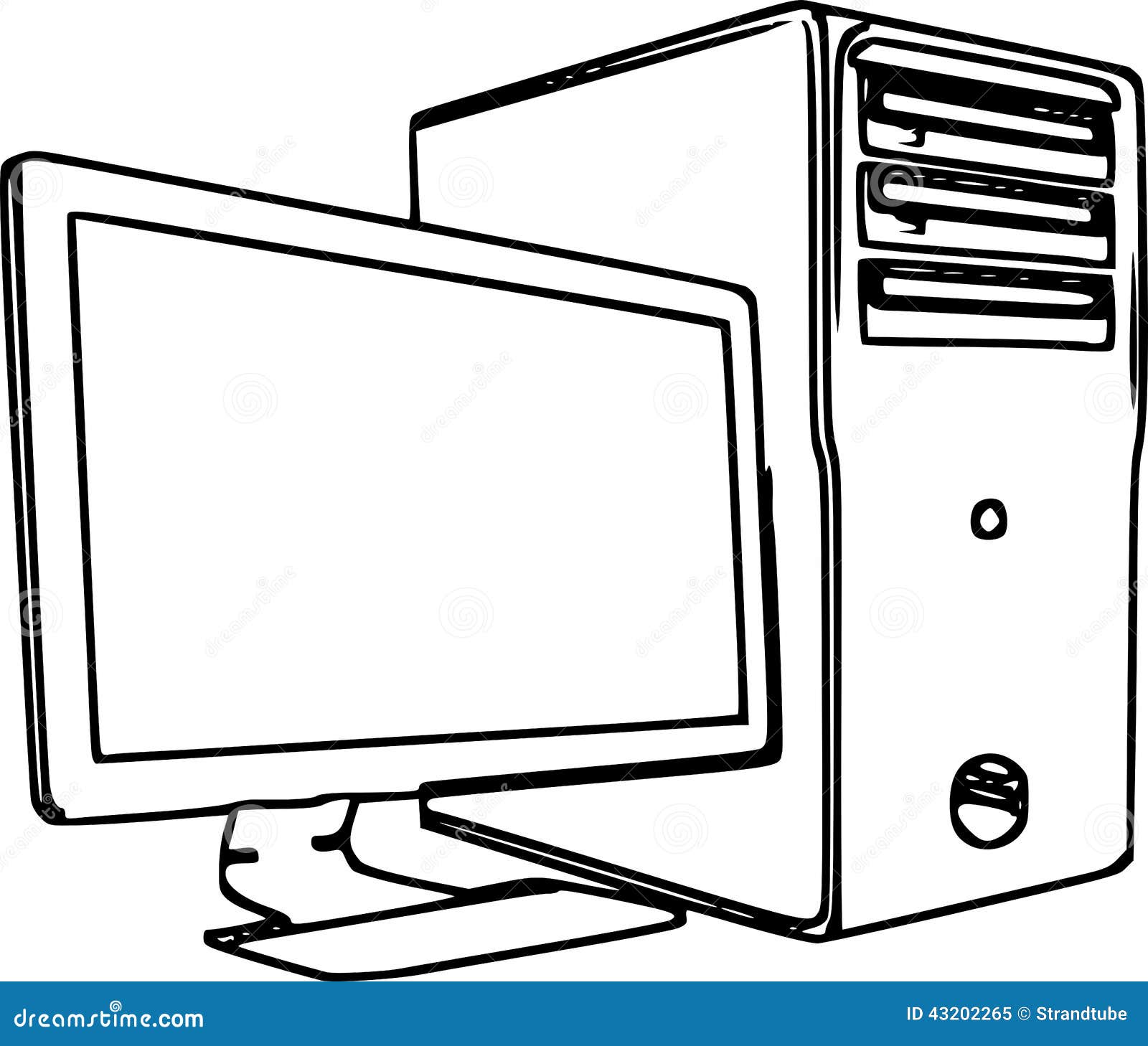 Ligne Art Illustration of Un Ordinateur De Bureau /eps Illustration de ...